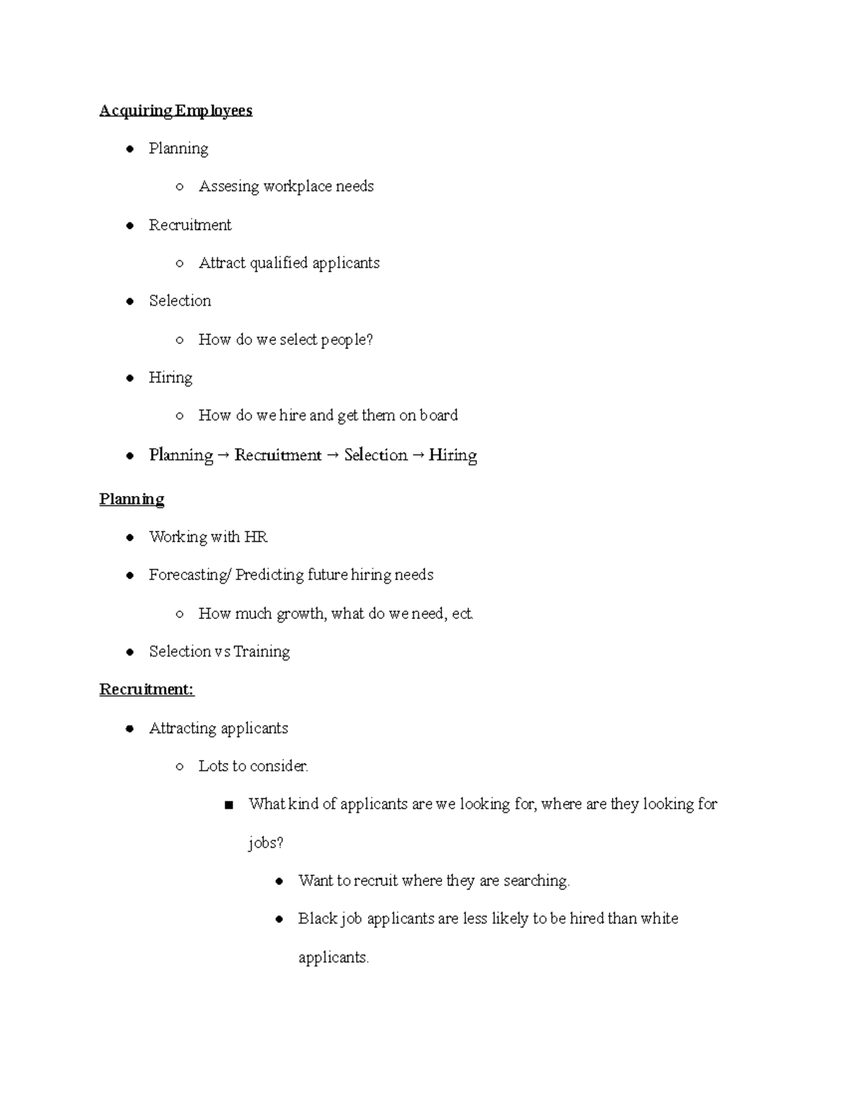 Employee Selection - Dr. Wilson's Class - Acquiring Employees Planning ...