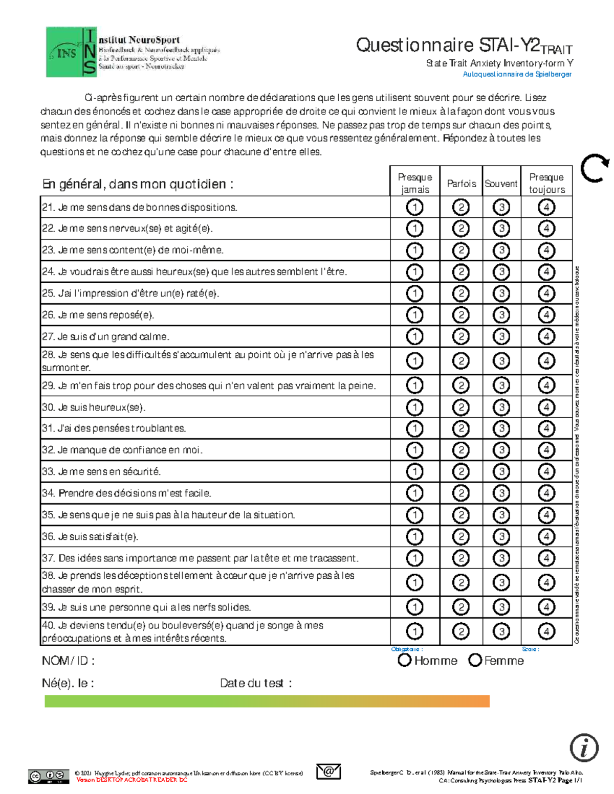 A - questionnaire-stai-trait-personnalisable officiel - © 2021 Huyghe ...