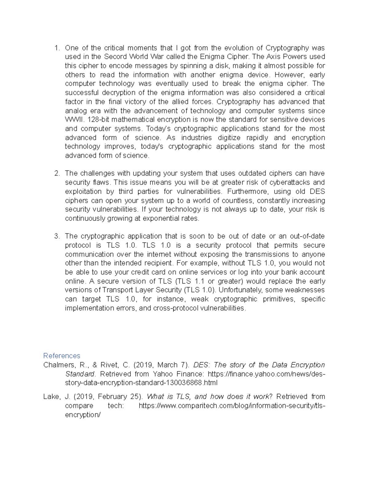 313W3D1 - the evolution of Cryptography - One of the critical moments ...