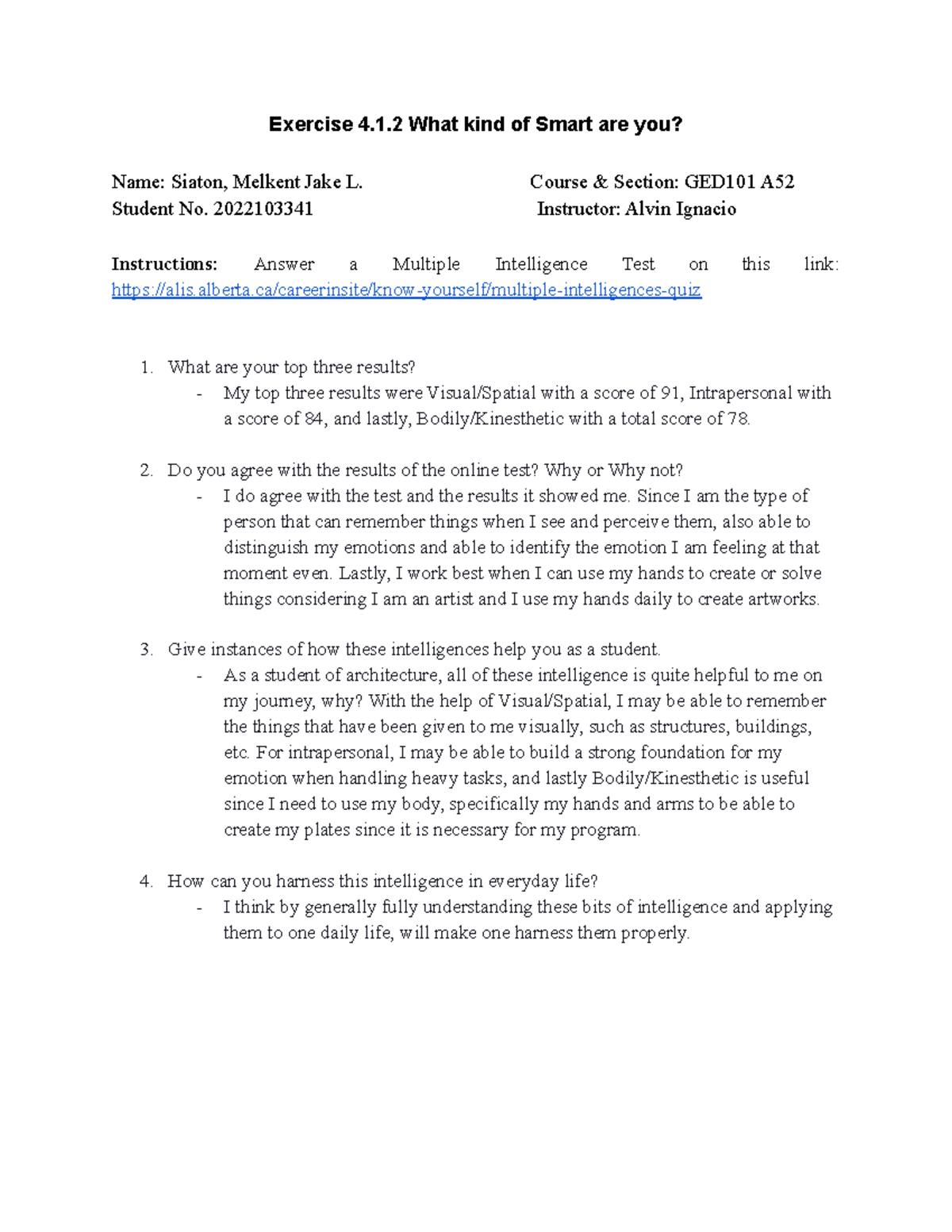 Exercise 4.1.2 UTS - Siaton - Exercise 4.1 What kind of Smart are you ...