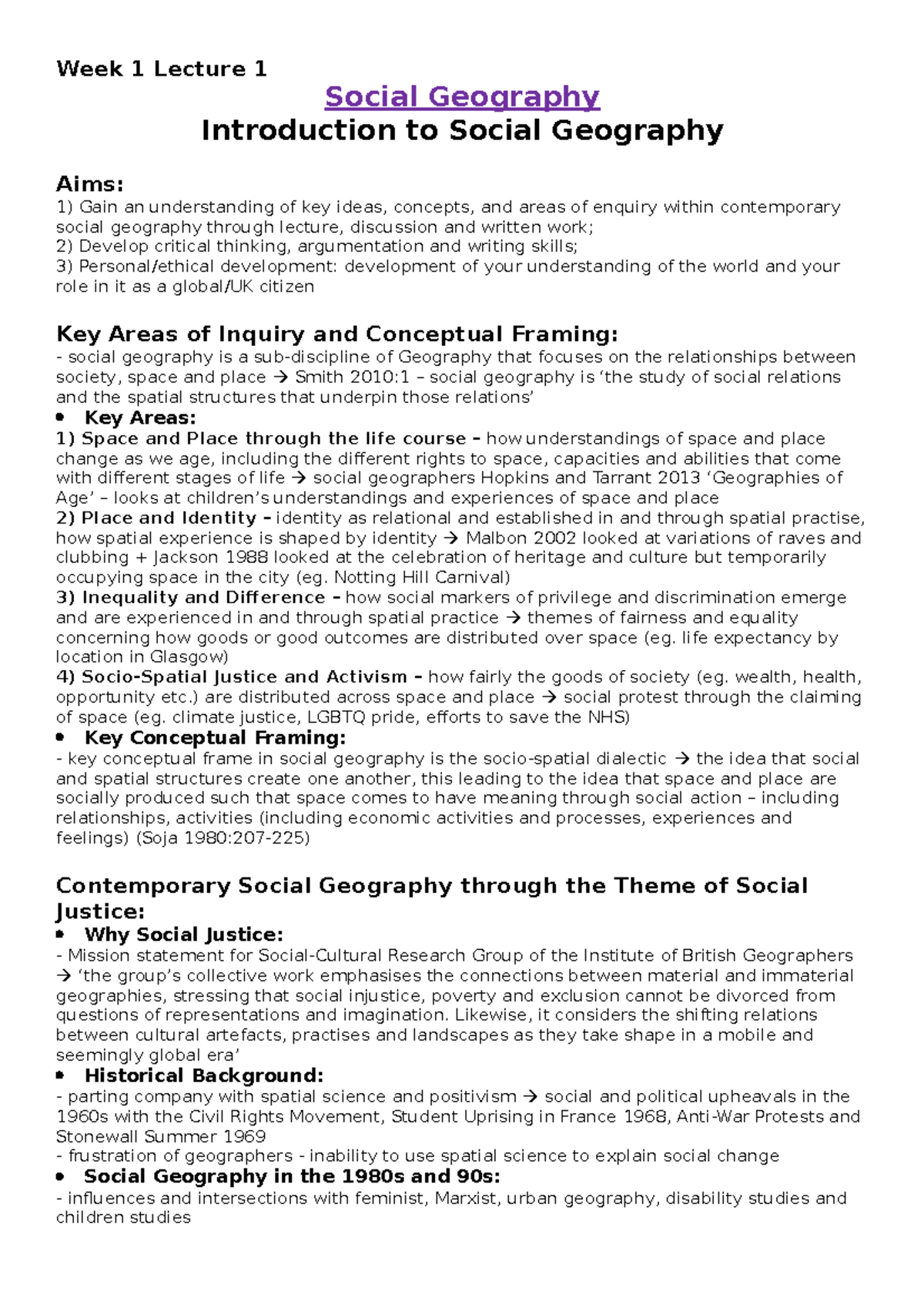 Week 1 Lecture 1 introduction to social geography - Week 1 Lecture 1 ...