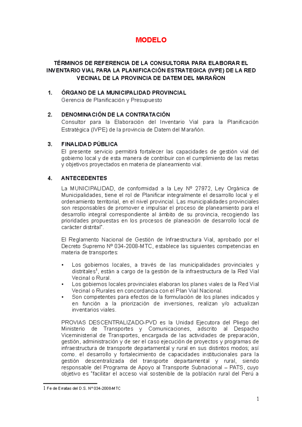 Modelo de TDR para IVG - Terminods de Referencia - MODELO TÉRMINOS DE ...
