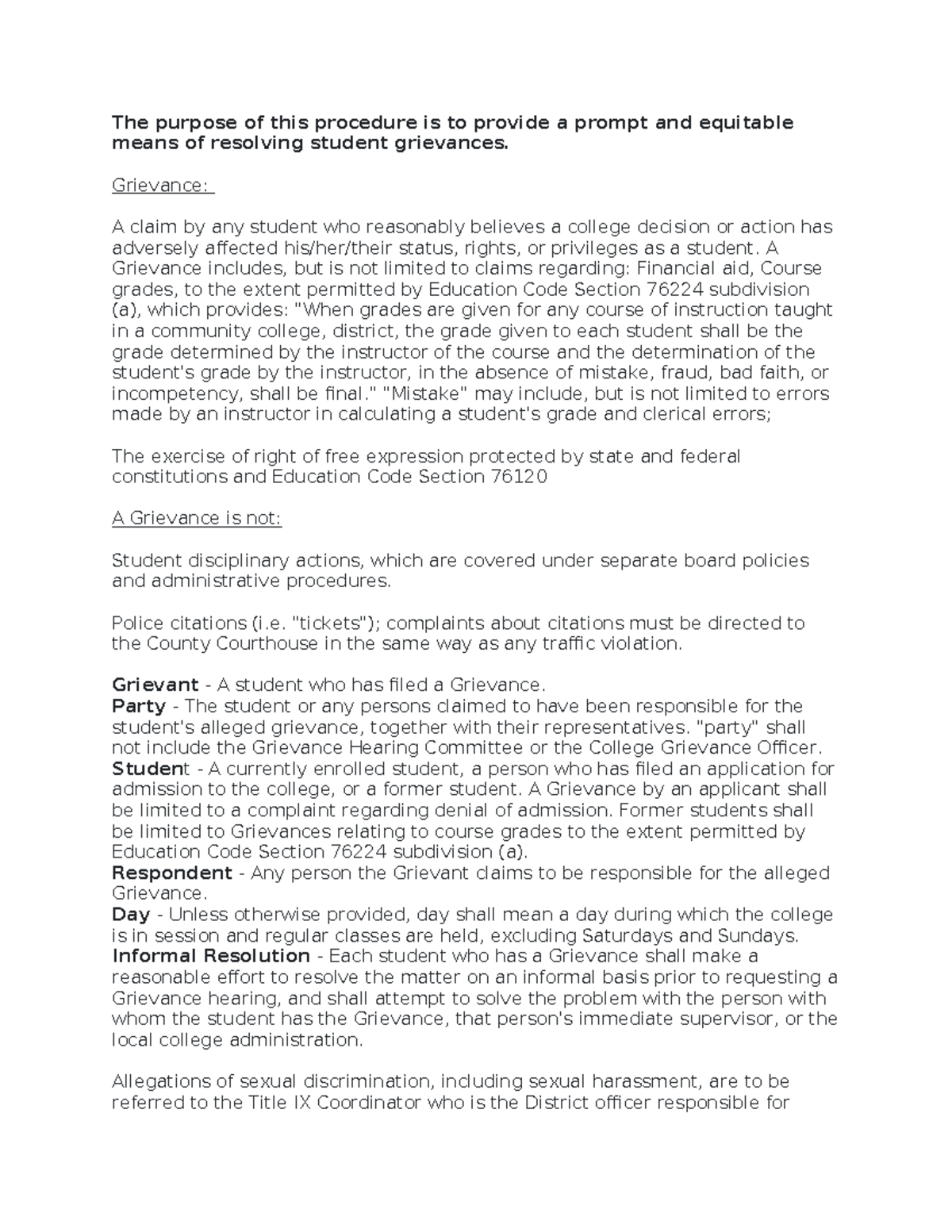 AP 5530 Student Grievance Policy Enlarged - The purpose of this ...