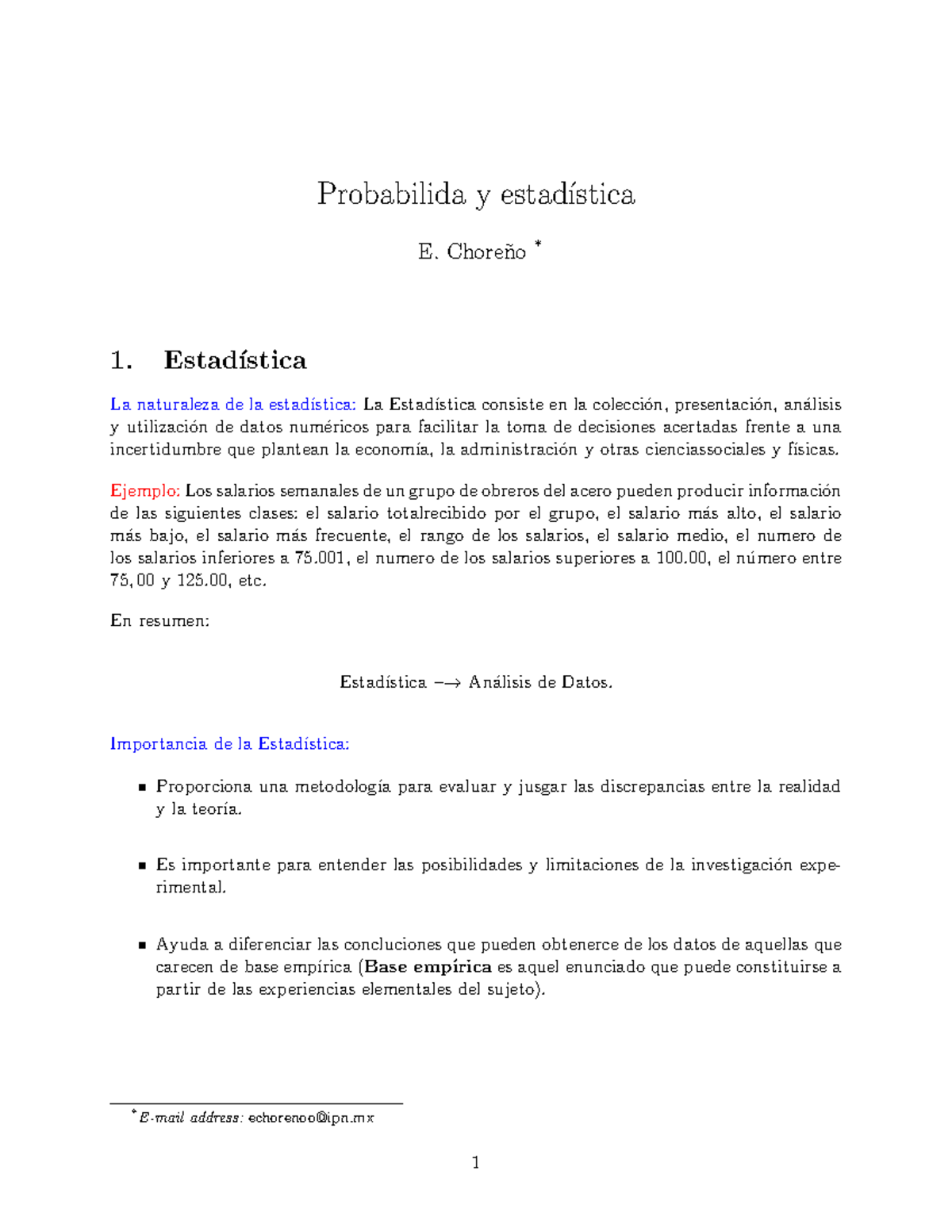Probabilidad y Estadística - Probabilida y estad ́ıstica E. Chore ̃no ...