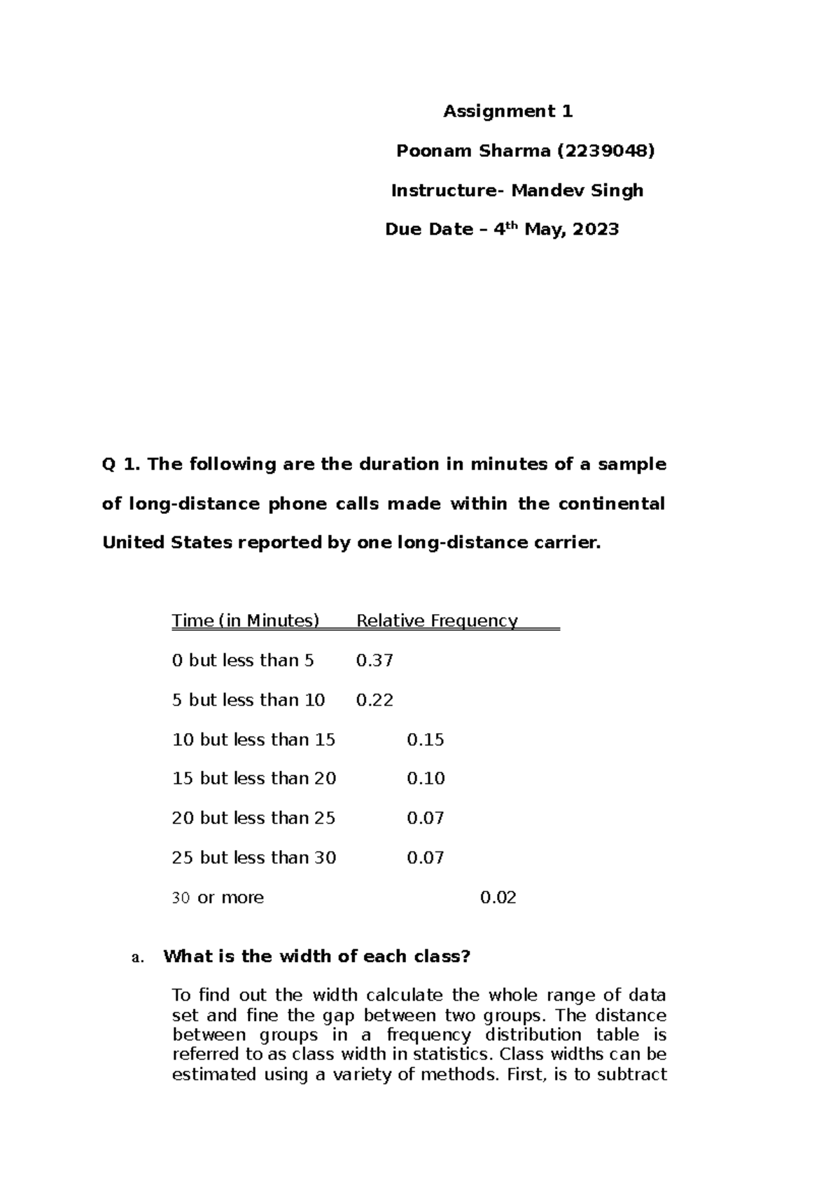 Assignment -1 502 - Assignment 1 Poonam Sharma (2239048) Instructure ...