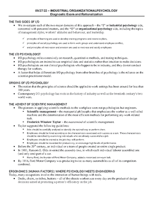 IO Psychology Intervention Plan - Psych 197A Practicum Industrial-Organizational Field Exposure ...