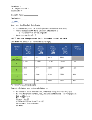 CHEM 109 Exp. 2 - Get Charged Up Part I - week 2-2 - Experiment 2 Get ...