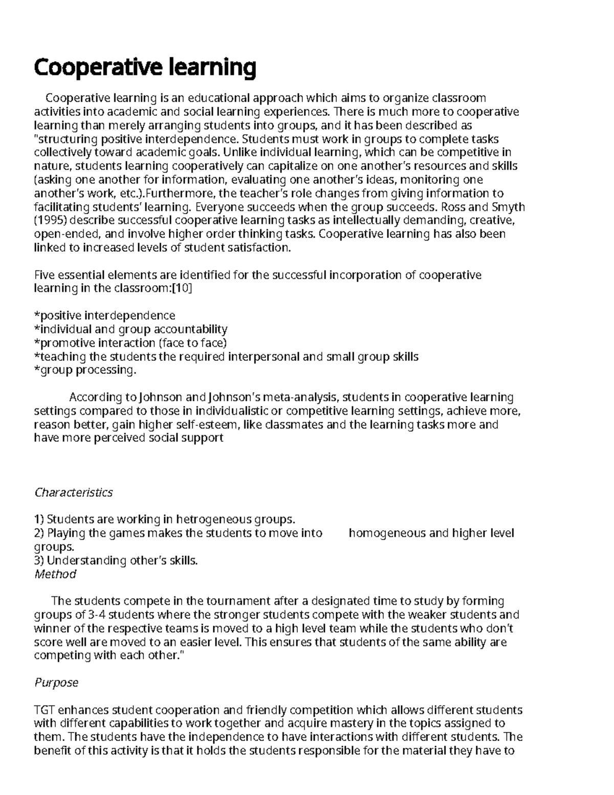 Cooperative learning - Lecture notes prepated by vinod sir ...