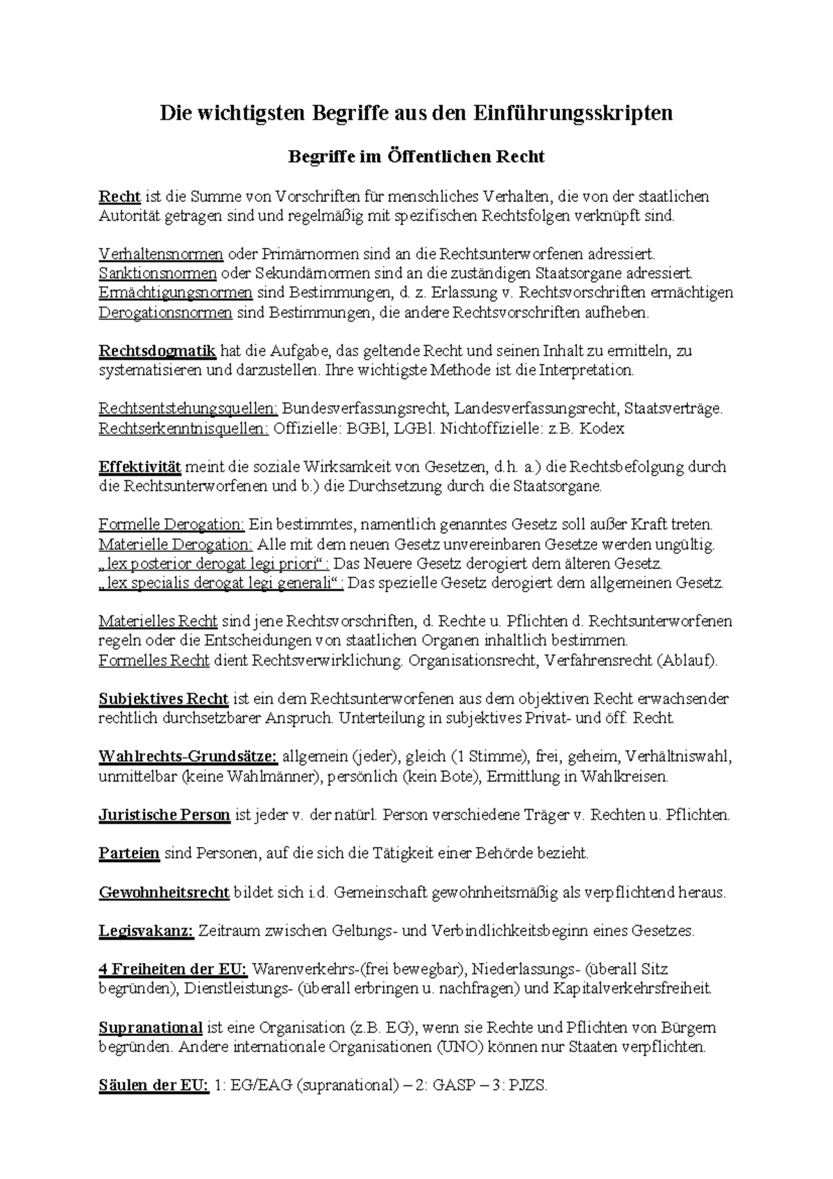 Wichtige Begriffe aus den Einfuehrungsskripten - Die wichtigsten ...