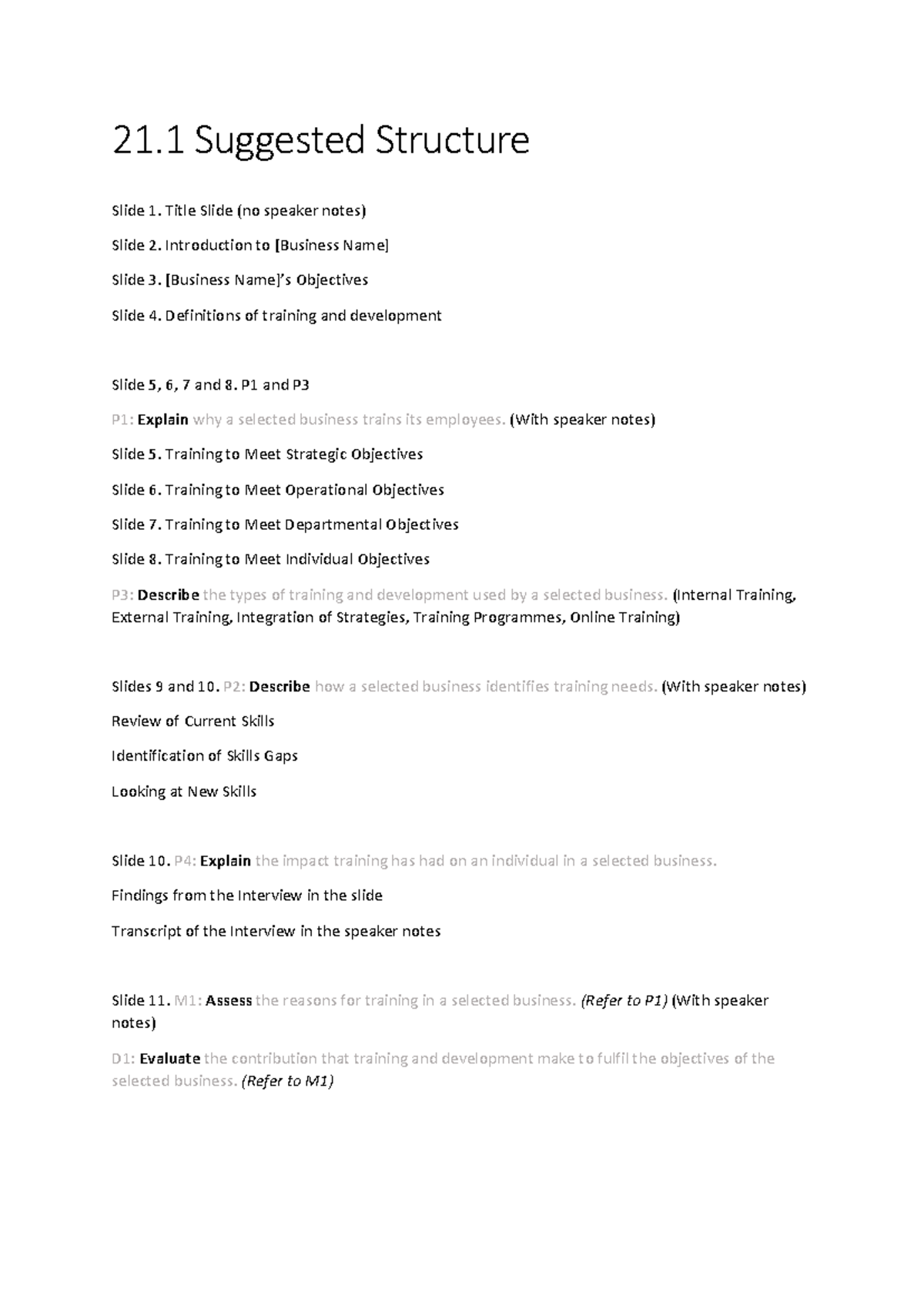 21.1 Suggested Structure - 21 Suggested Structure Slide 1. Title Slide ...