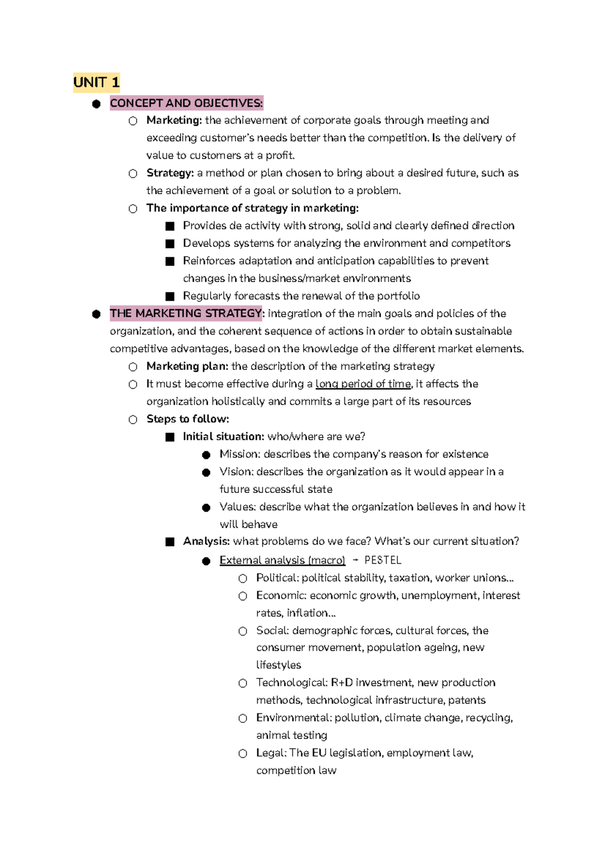 Marketing Units 1-5 - UNIT 1 CONCEPT AND OBJECTIVES: Marketing: the ...
