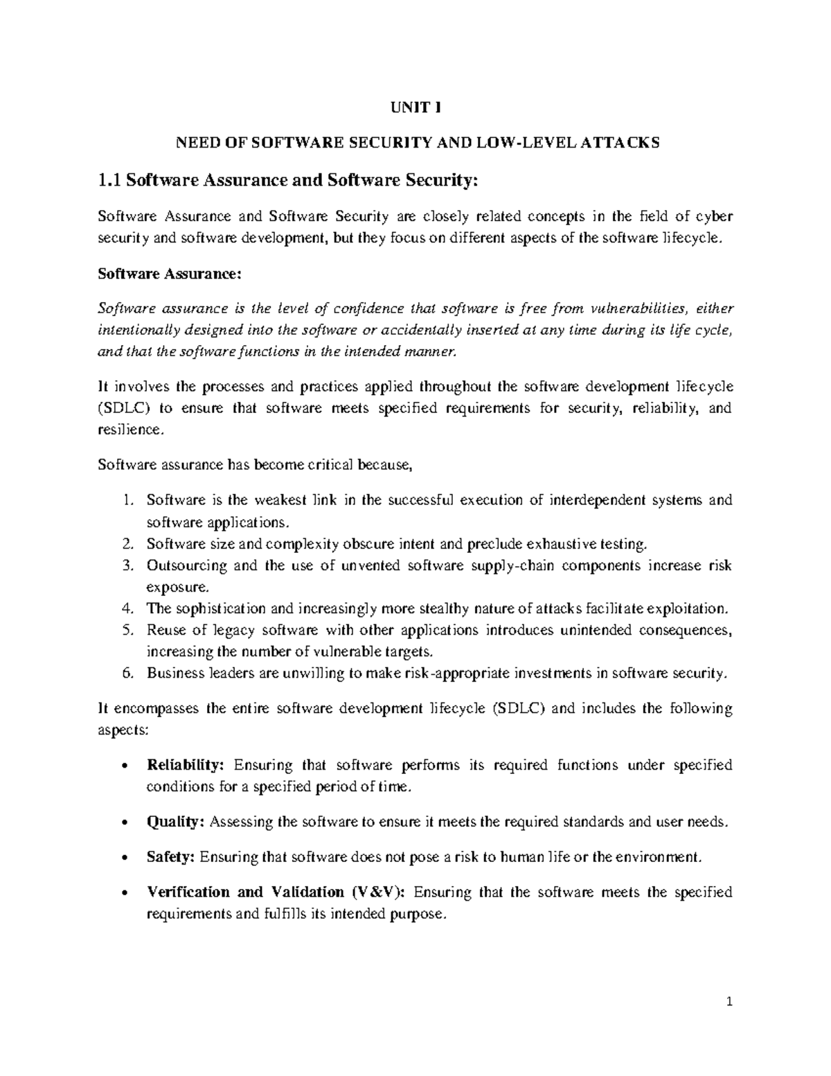 Engineering secure software system unit 1 - UNIT I NEED OF SOFTWARE SECURITY AND LOW-LEVEL ...