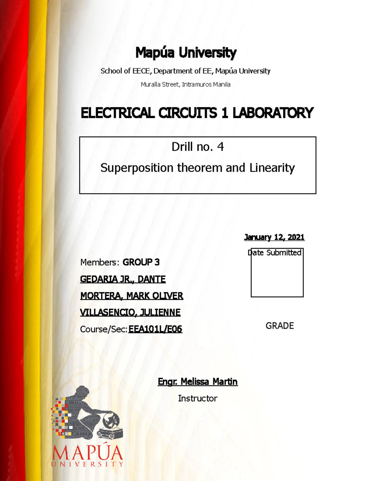 EXP 4 LAB Report - Gedaria - Mapúa University School of EECE ...