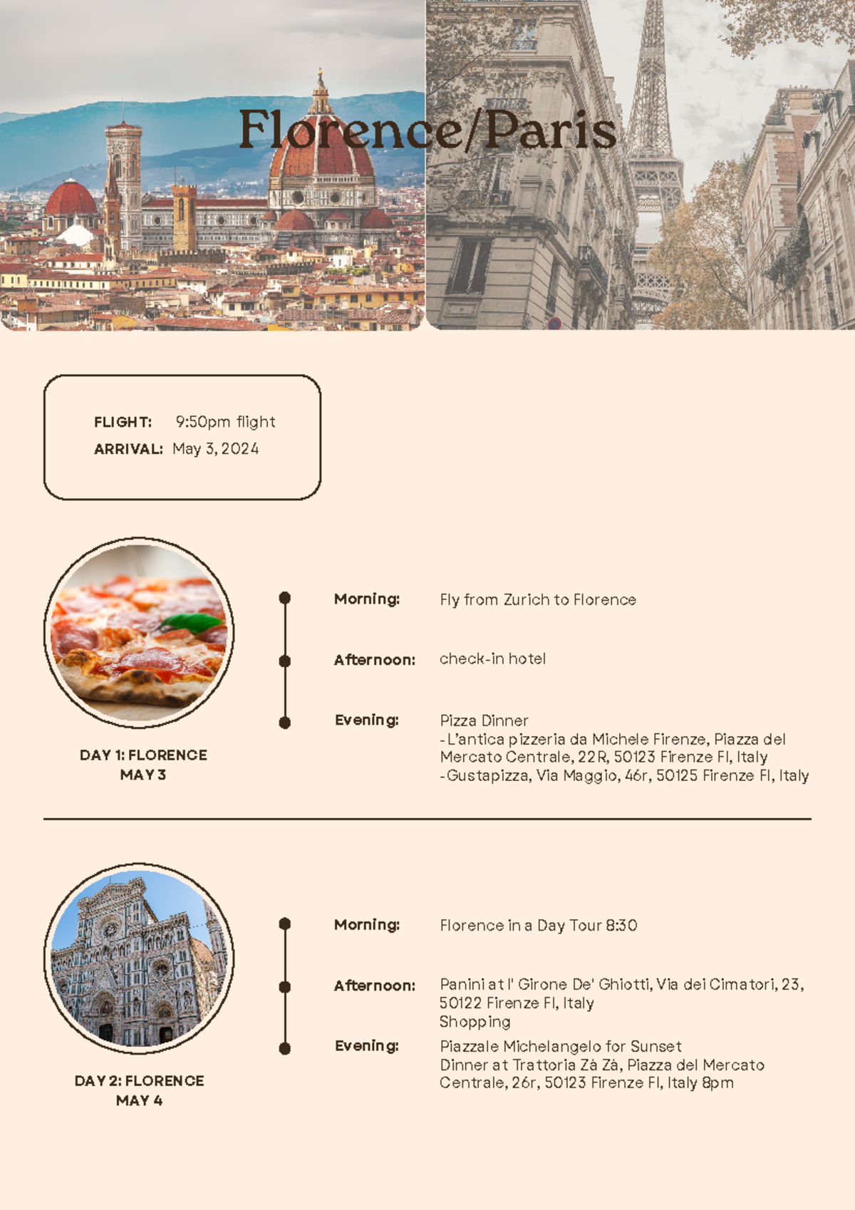 Florence:Paris Itinerary 2024 - Florence/Paris FLIGHT: 9:50pm flight ...