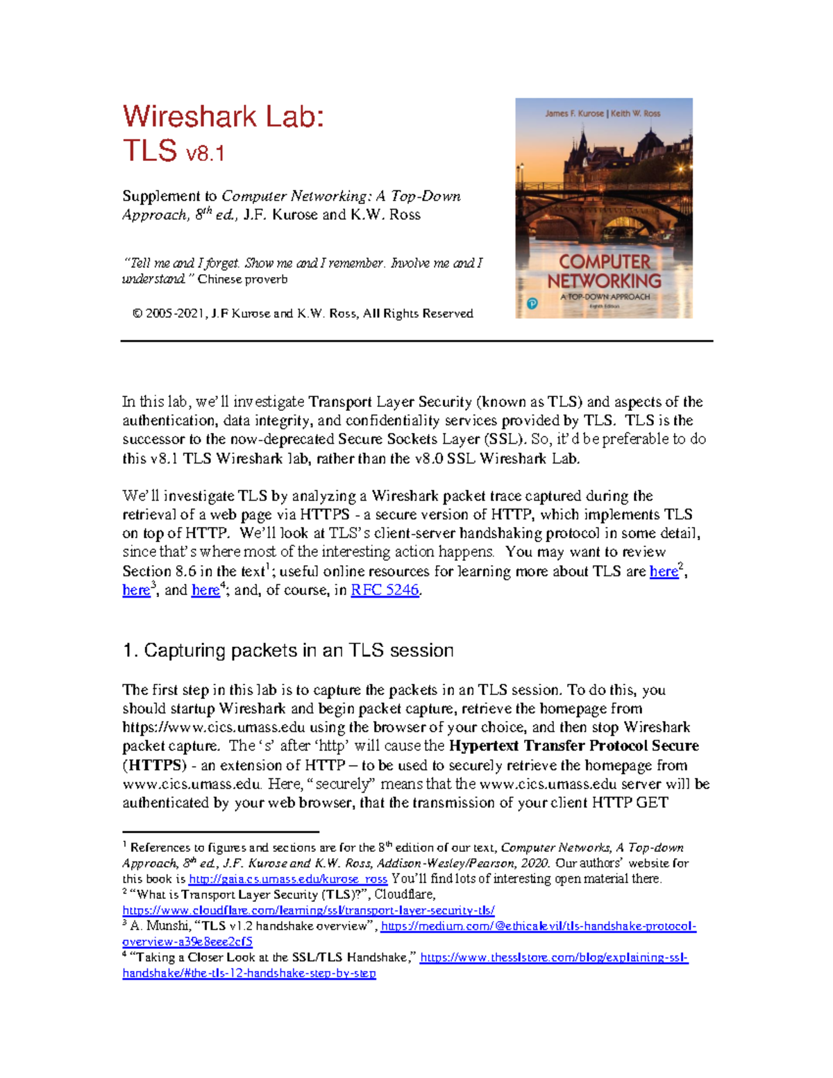 Wireshark TLS v8 - Wireshark Lab: TLS v8. 1 Supplement to Computer Networking: A Top-Down ...
