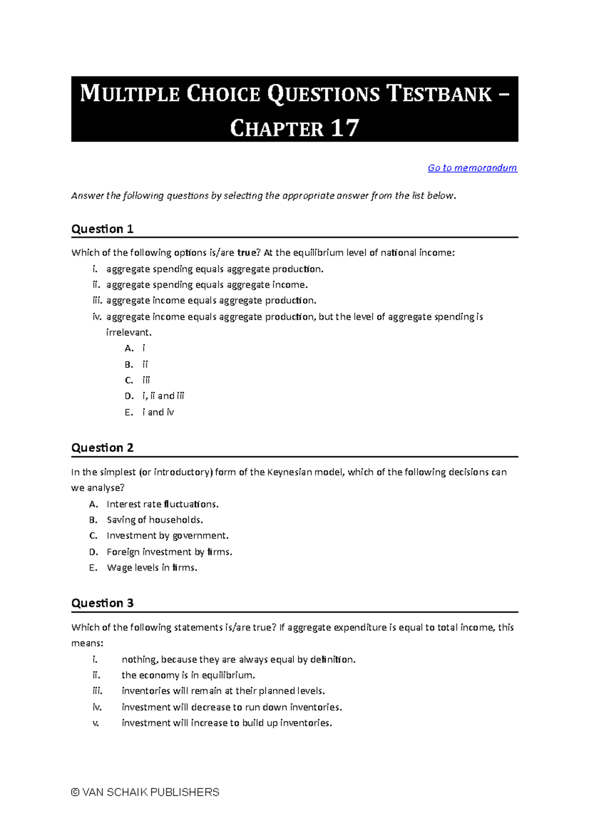 Economics, code is 121 - MULTIPLE CHOICE QUESTIONS TESTBANK – CHAPTER ...