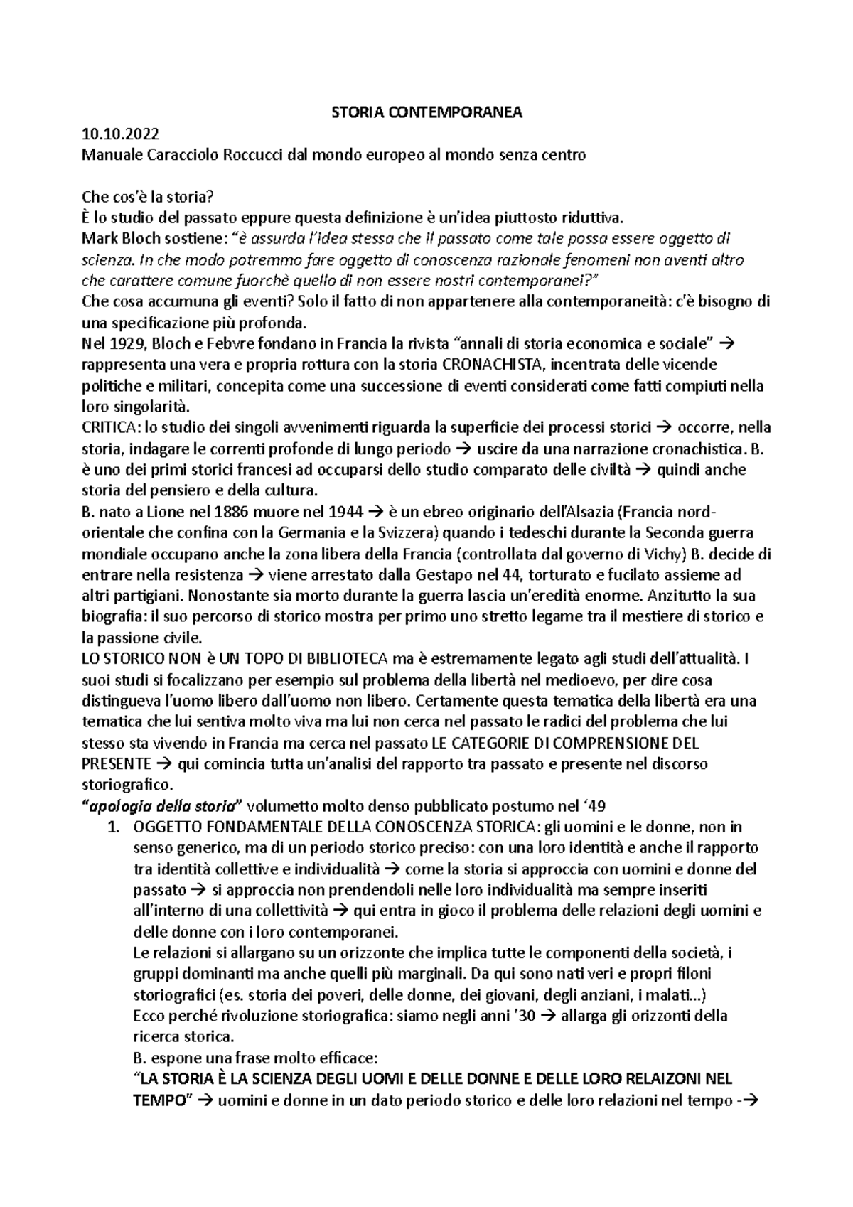 Storia Contemporanea - appunti presi durante le lezioni - STORIA ...