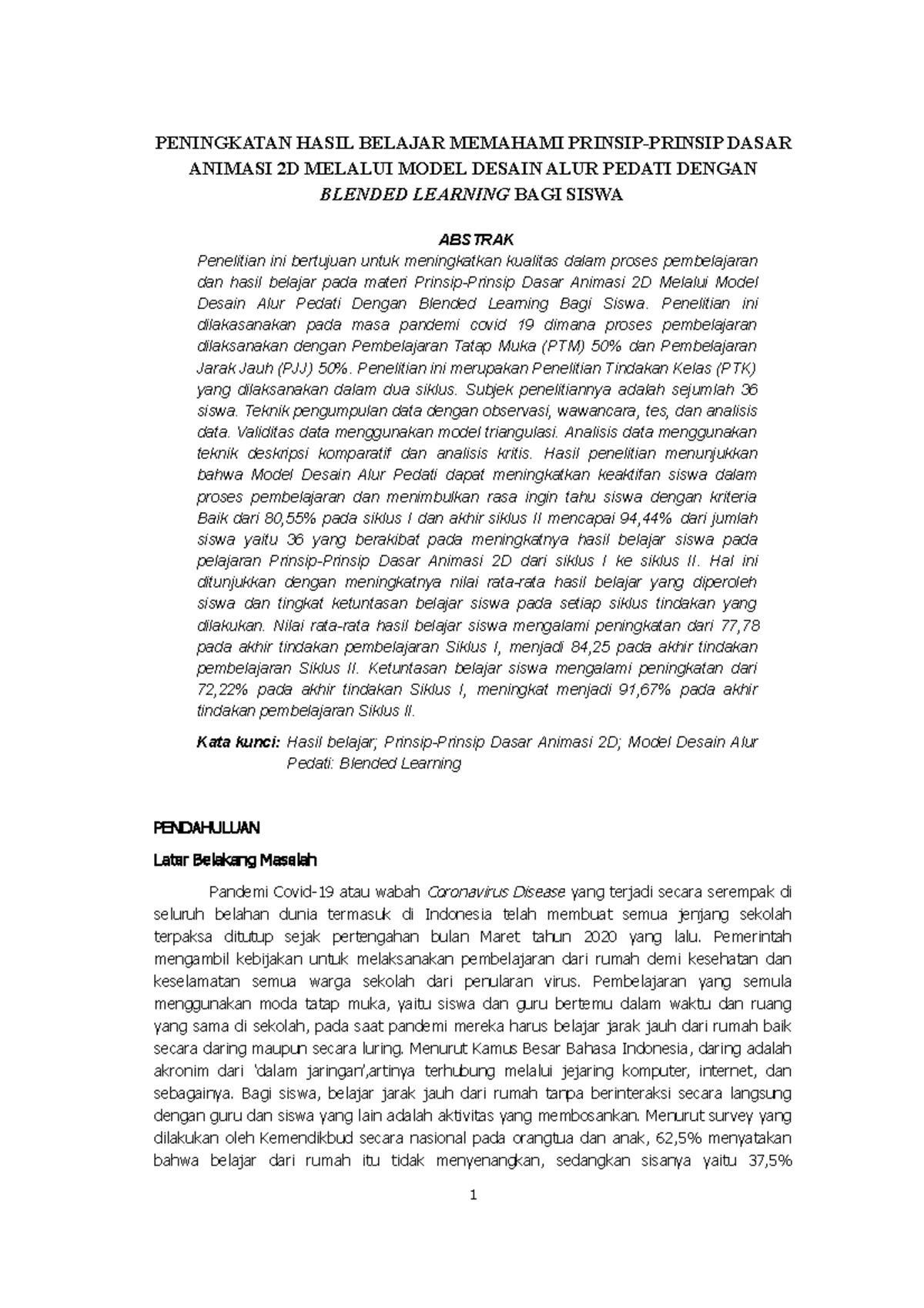 Peningkatan Hasil Belajar Memahami Prinsip- Prinsip Dasar Animasi 2D ...