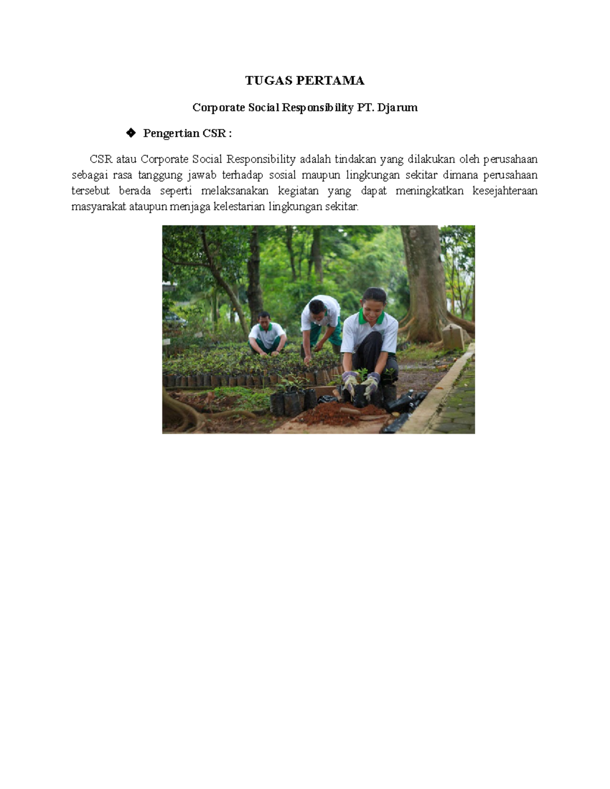 CSR PT Djarum 5 - Grade: 9 - TUGAS PERTAMA Corporate Social ...