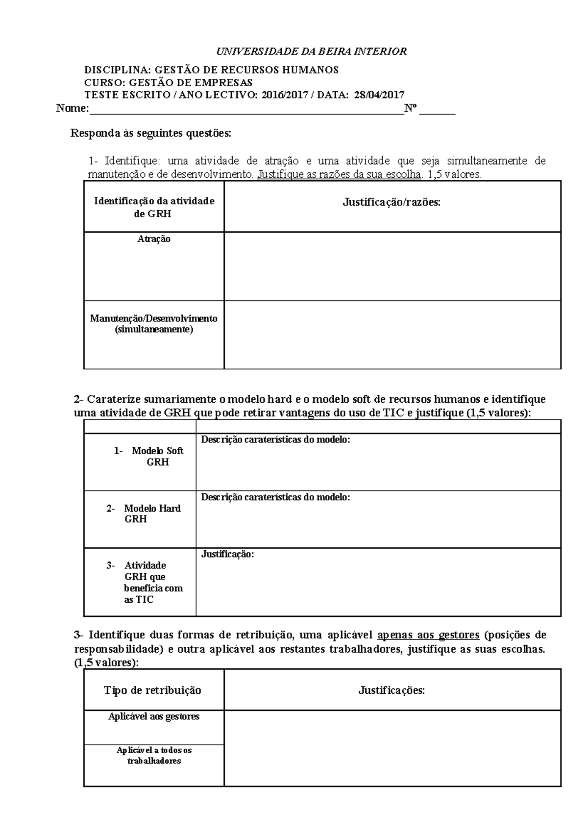 Teste.1.GRHI.17.b - teste 1 - UNIVERSIDADE DA BEIRA INTERIOR DISCIPLINA ...