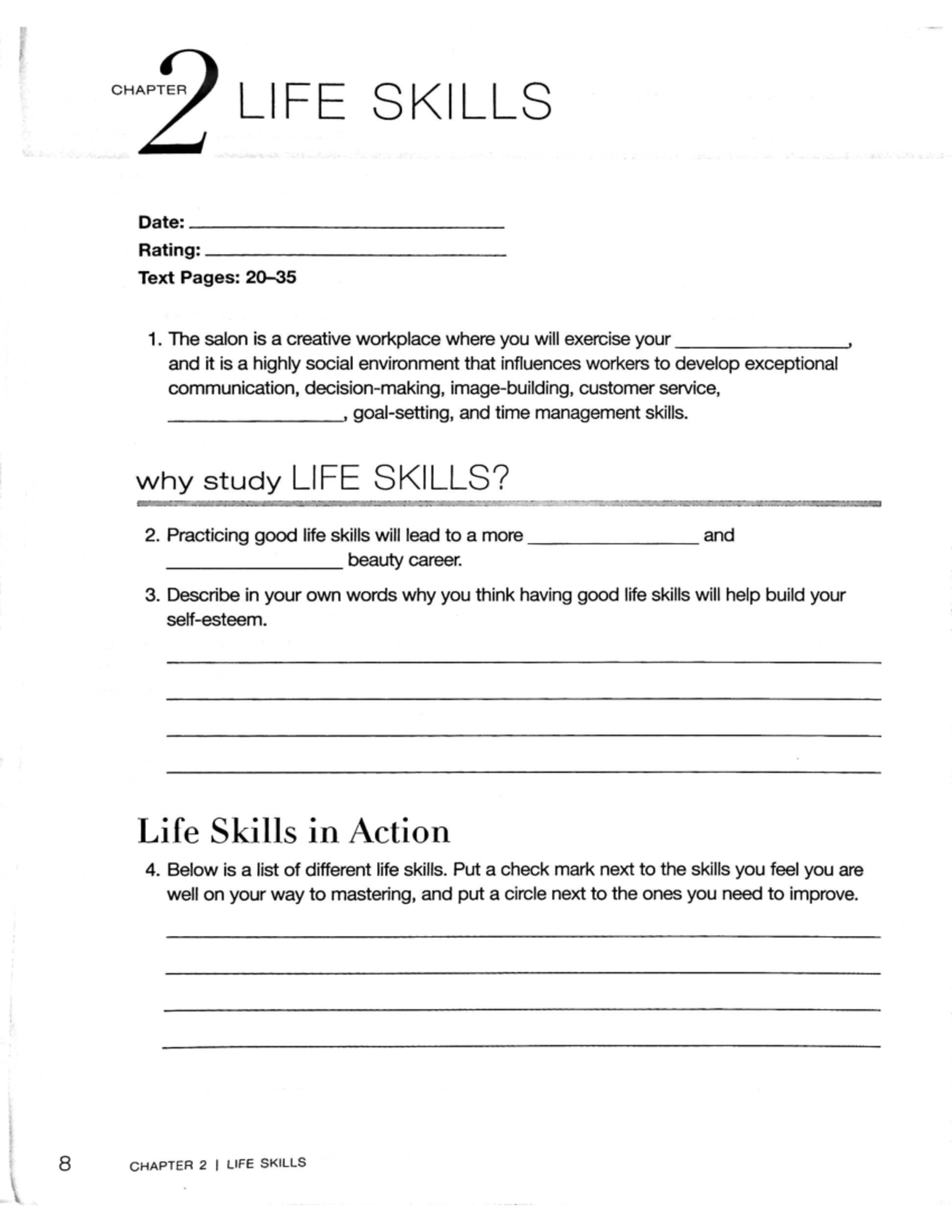 Chapter 2 Life Skills Page 8 - CHAPTER LIFE SKILLS Date: Rating: Text ...