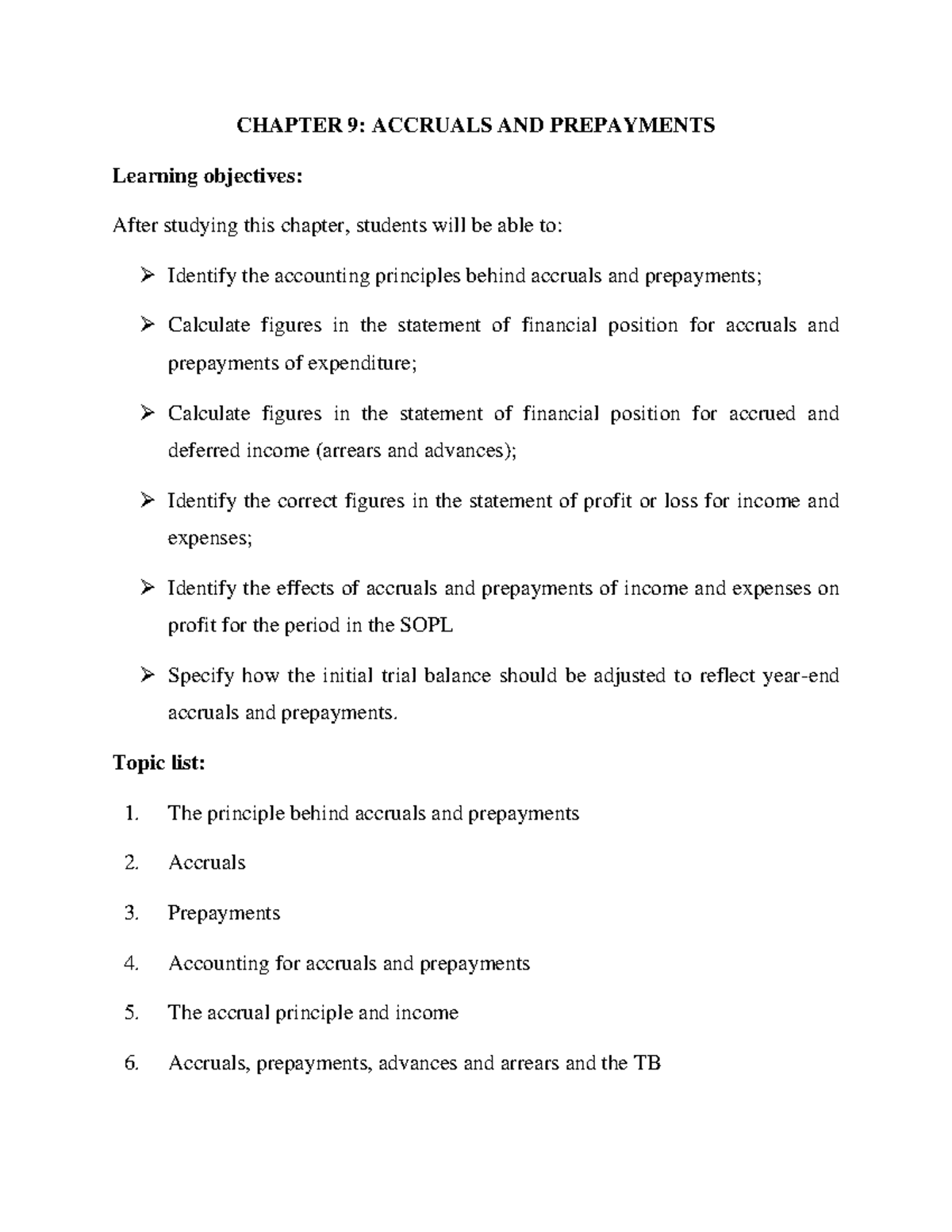 CFAB - ACC - LN - Chapter 9 - CHAPTER 9: ACCRUALS AND PREPAYMENTS ...