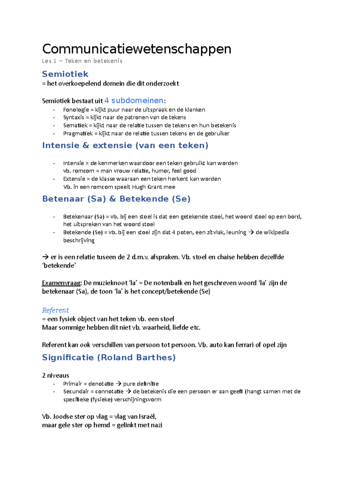 Communicatiewetenschappen samenvatting eerste lessen - Communicatiewetenschappen Les 1 – Teken ...