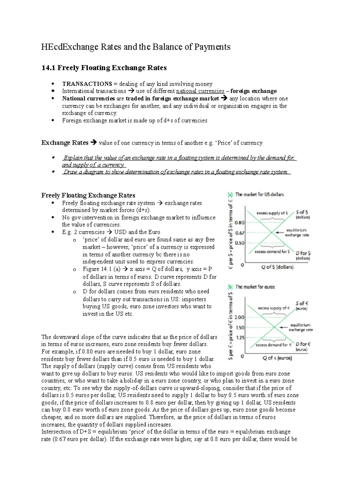Exchange Rates - Economics class notes - HEcdExchange Rates and the ...