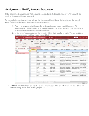 Instructions Create New Access Database - DBA-110 - Studocu