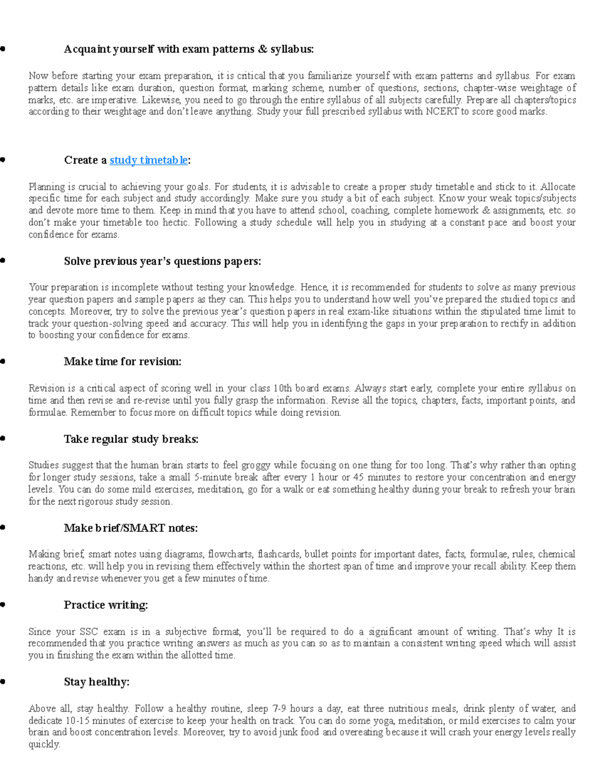 Acquaint yourself with exam patterns - For exam pattern details like ...