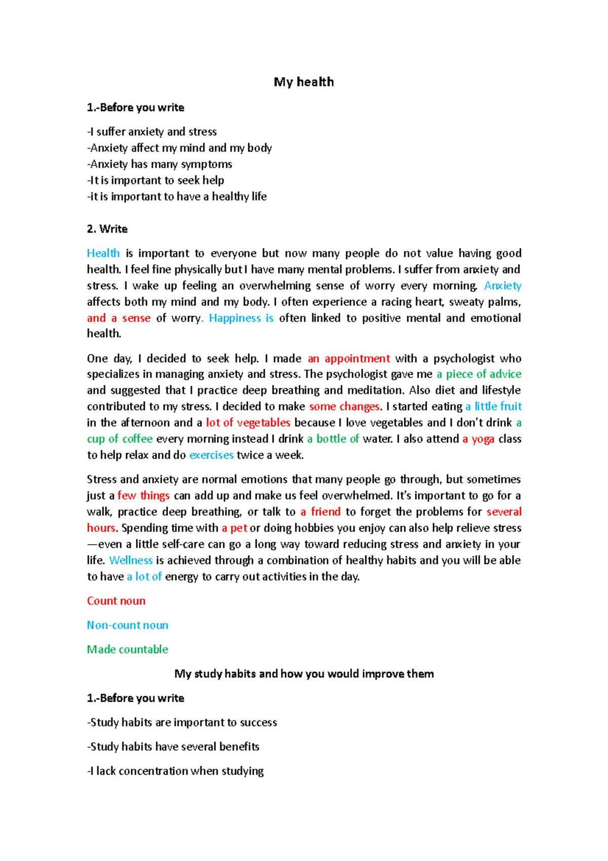 Portfolio AO5 - ingles avanzado 05 - My health 1.-Before you write -I ...