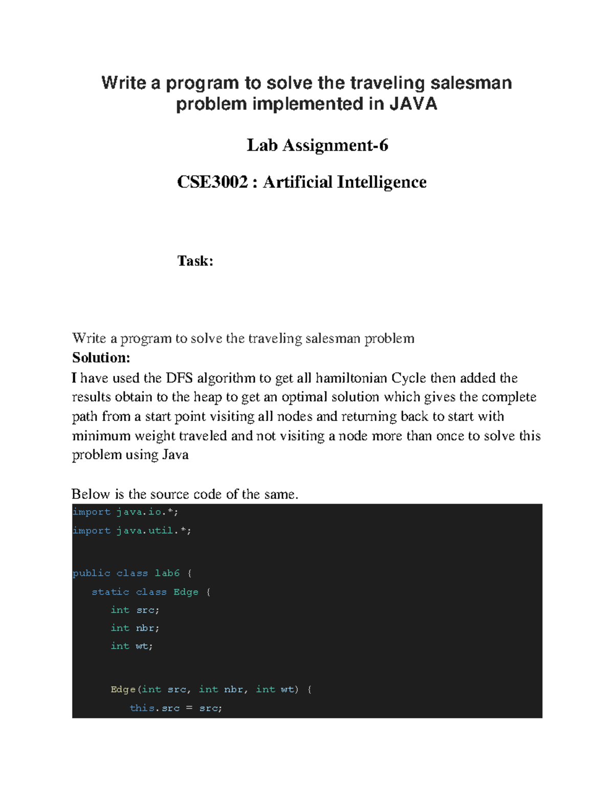 6 - Artificial intelligence material - Write a program to solve the ...