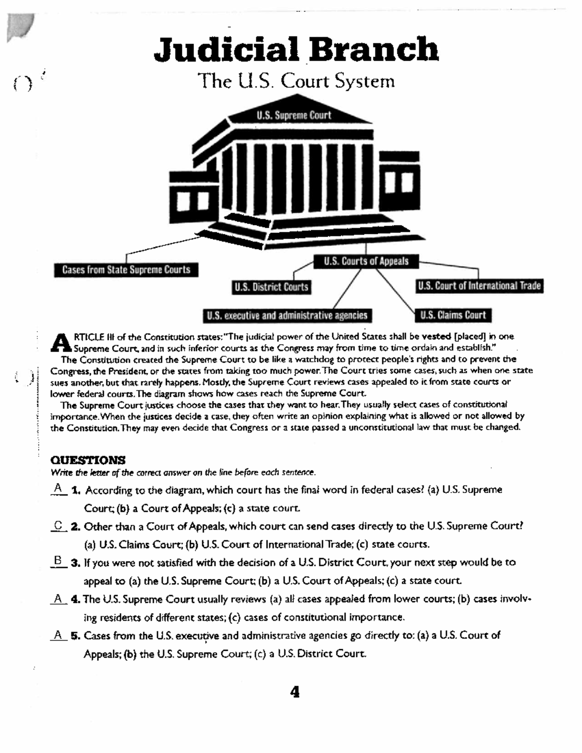 Judicial branch ws - A A B C A CourtClaimsUS CourtDistrictUS US Court ...