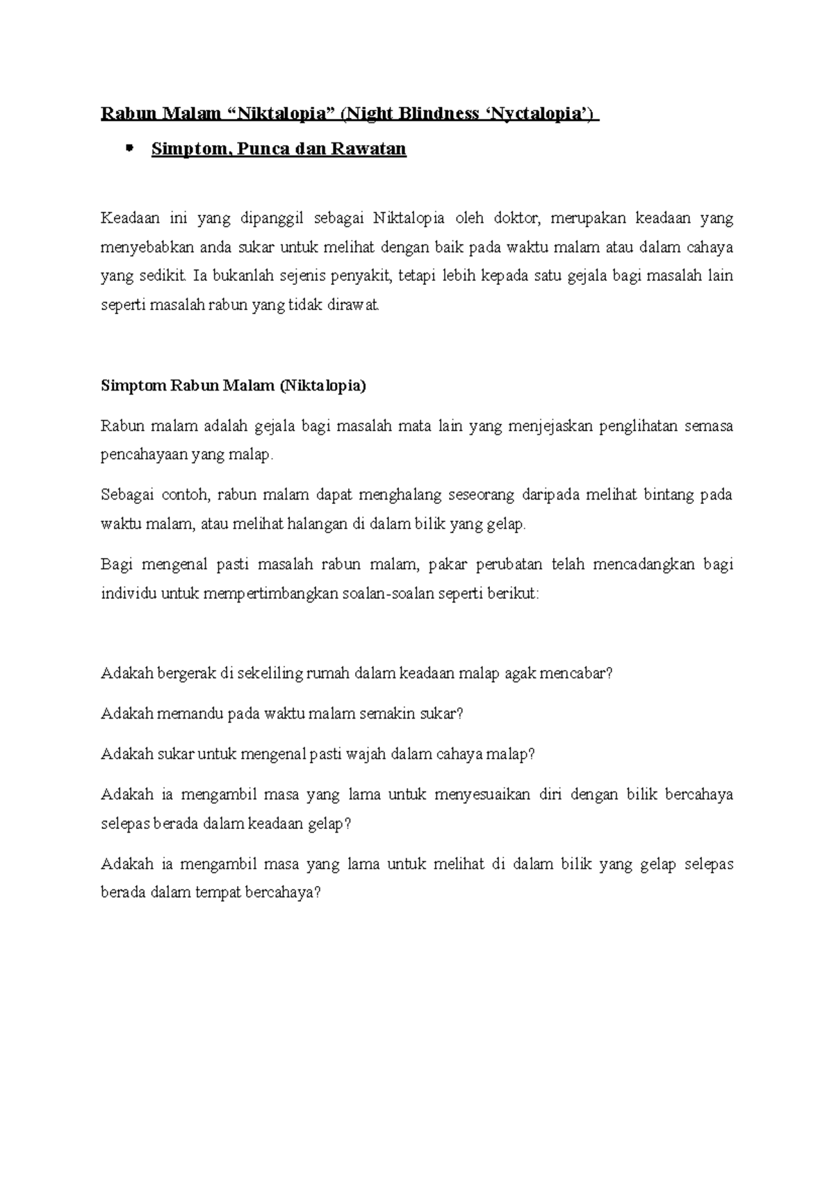 Rabun Malam SCE552 Thread - Rabun Malam “Niktalopia” (Night Blindness ...