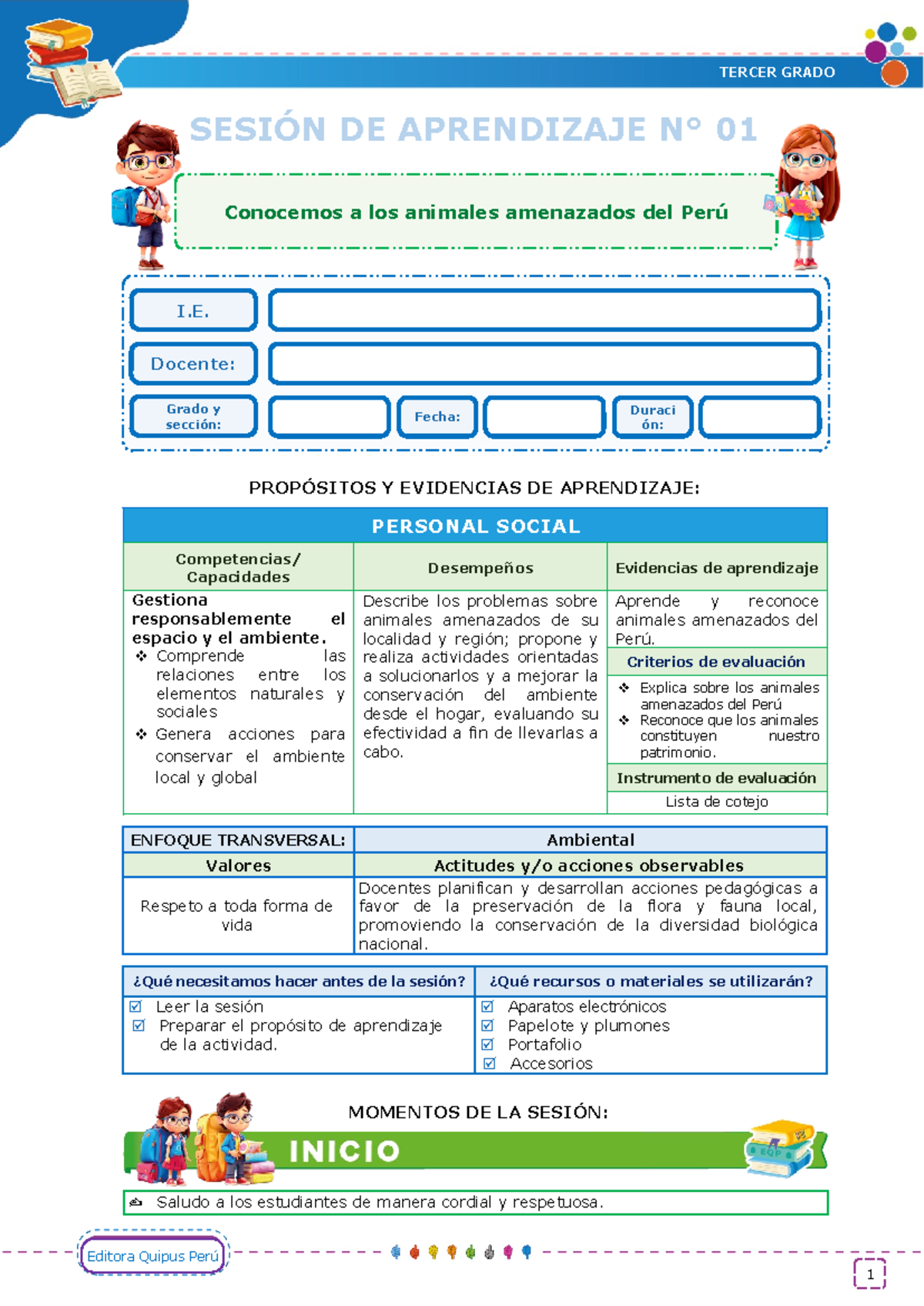2.- Sesiones de aprendizaje - Semana 1 - UD VII - Editora Quipus Perú - Editora Quipus Perú ...