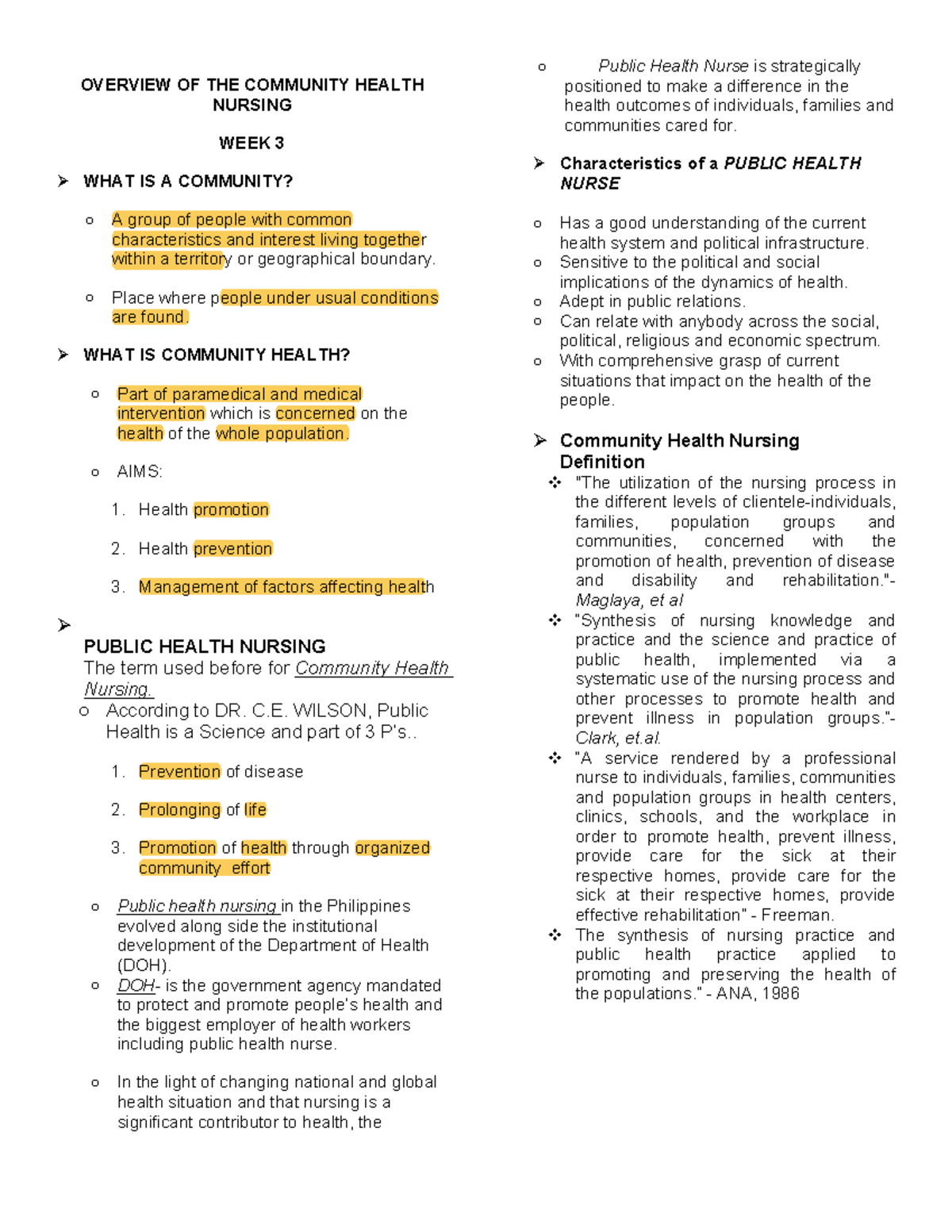 Community health nursing 1 - OVERVIEW OF THE COMMUNITY HEALTH NURSING ...