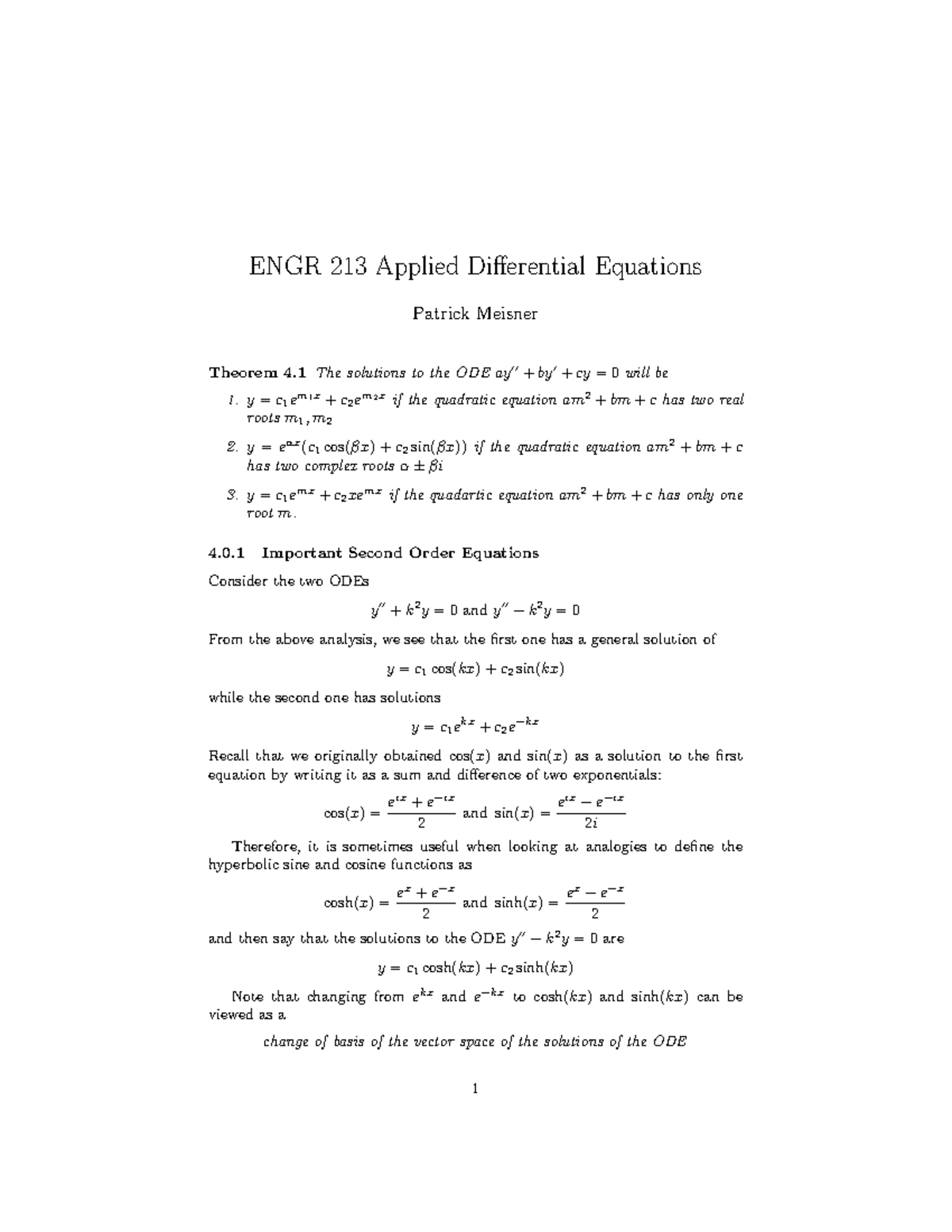 Lecture 13and14 Class Note By The Teacher First Class Engr 213 