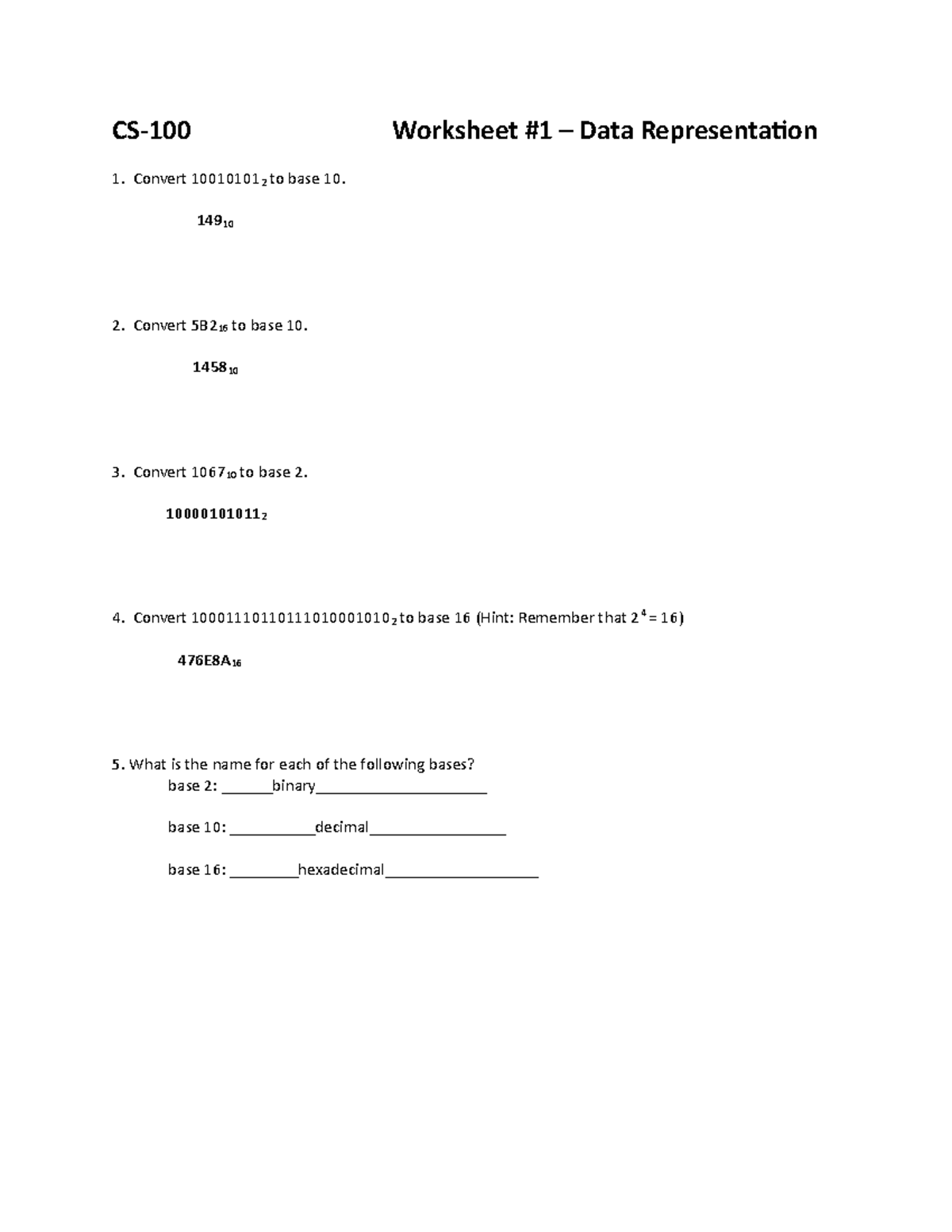 WS1 Data Representation practice materials - CS-100 Worksheet #1 – Data ...