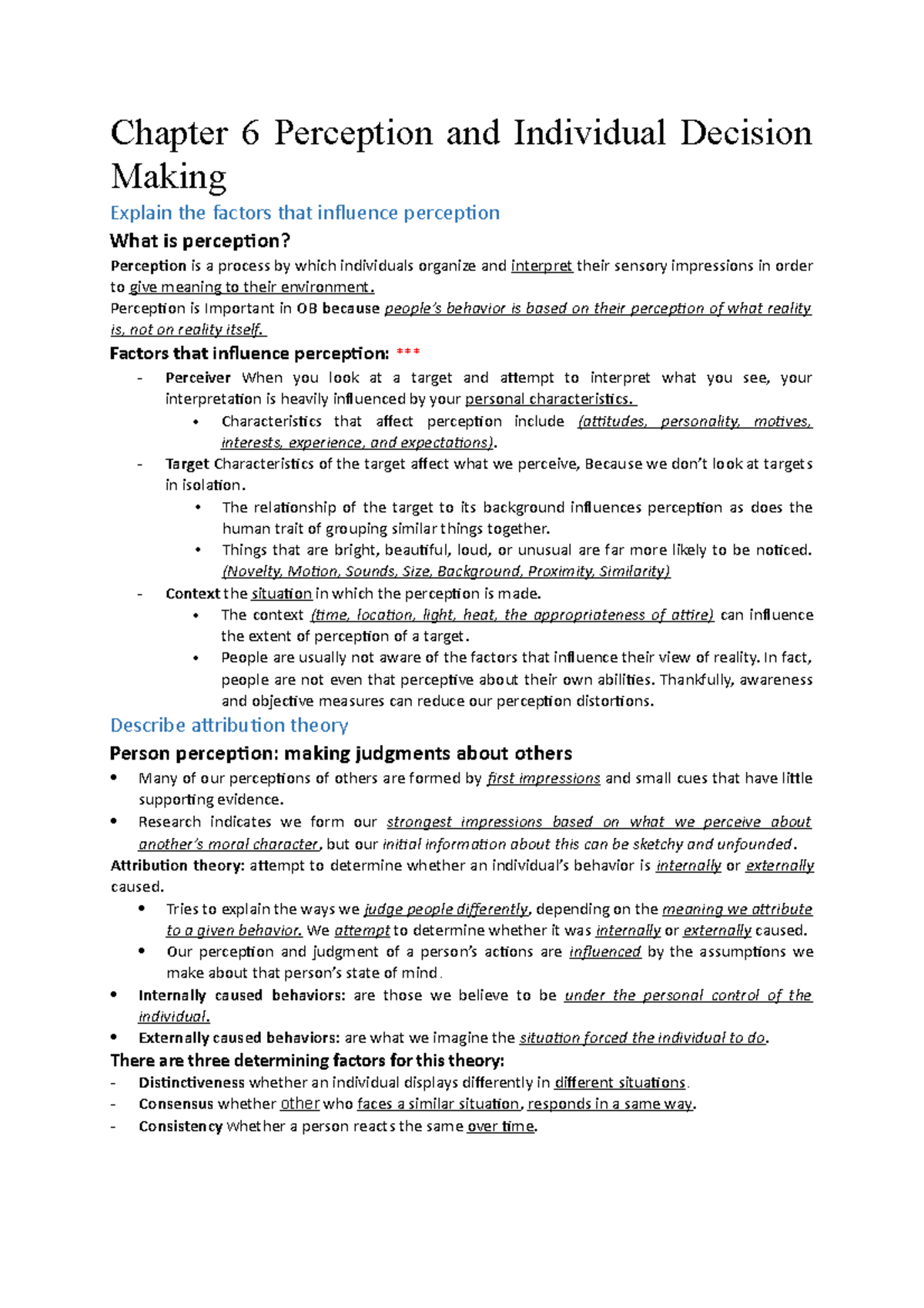Ch-06-Chapter 6 - Chapter 6 Perception and Individual Decision Making ...