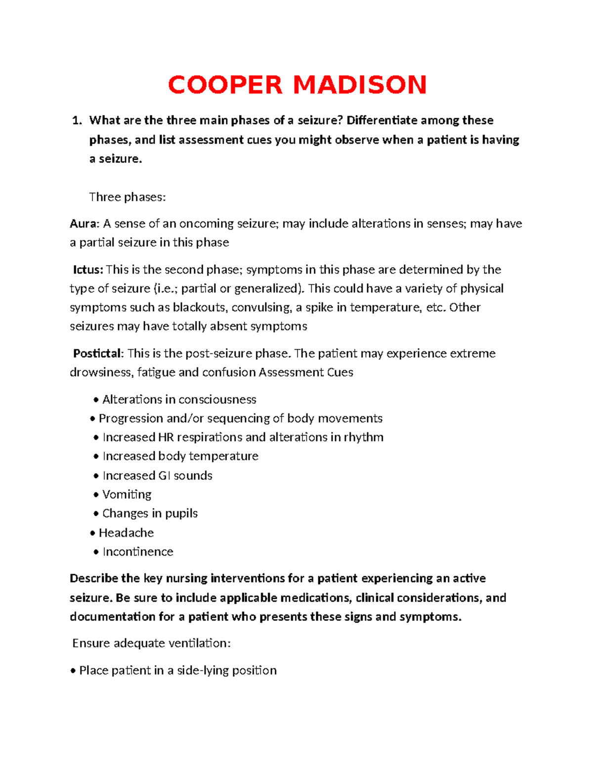 Sim Cooper Madison - simulation - COOPER MADISON What are the three ...