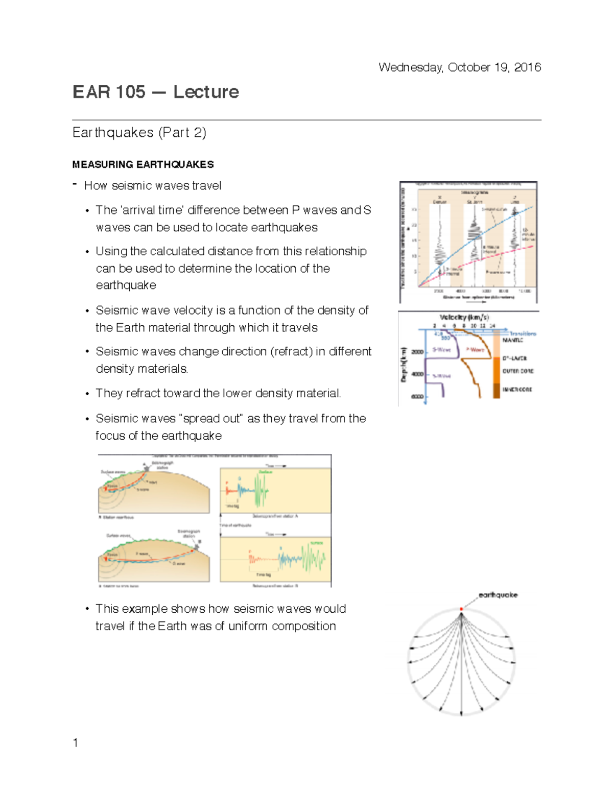 EAR earthquake - Notes - Wednesday, October 19, 2016 EAR 105 — Lecture ...