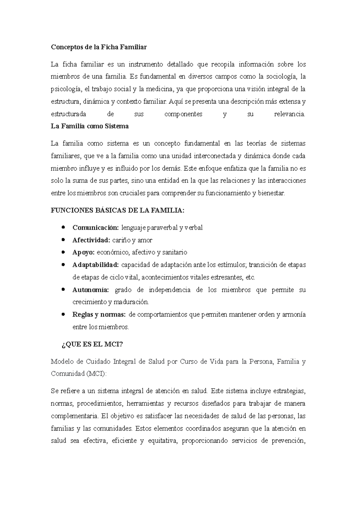 Ficha familiar resumen - Conceptos de la Ficha Familiar La ficha ...