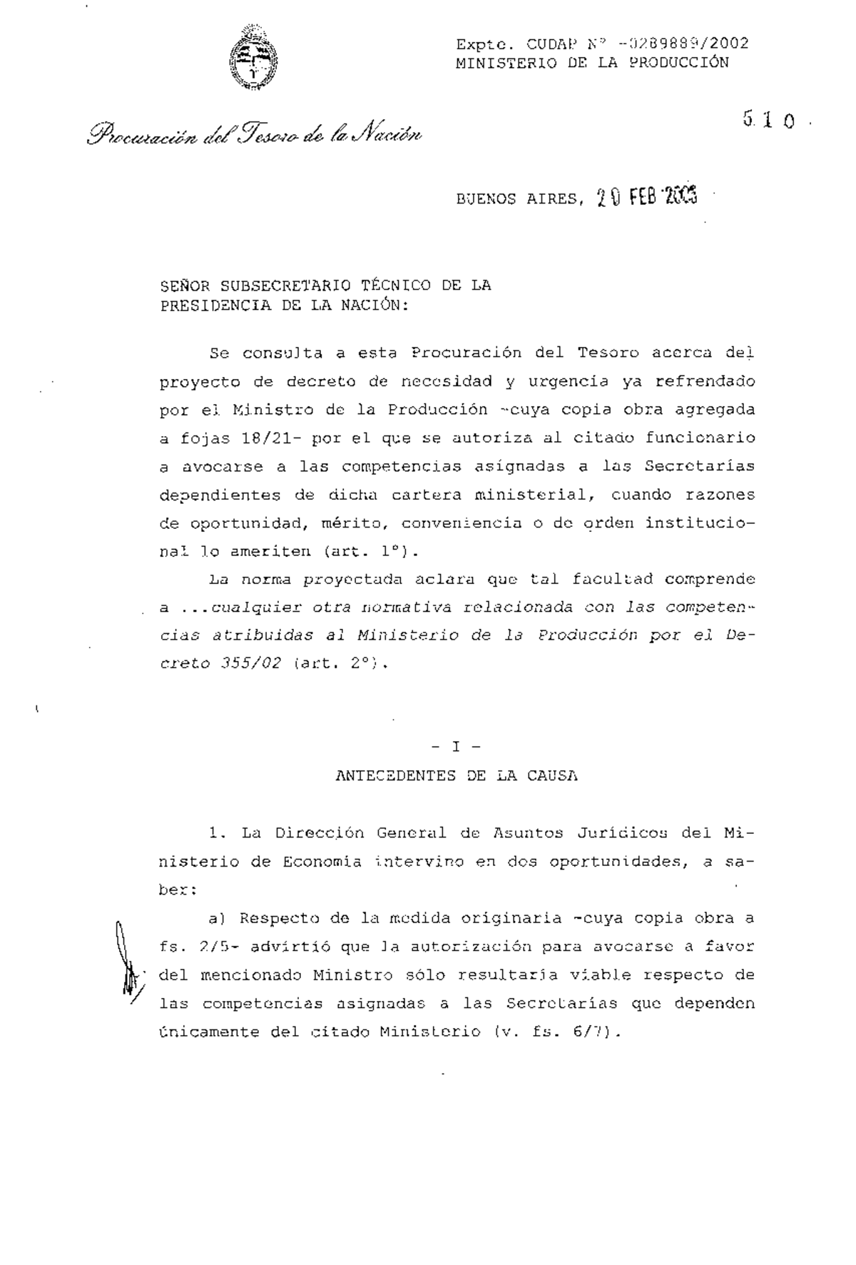 PTN, Dict Ã¡menes 244 - aasdasd - Expte. CUDAP No -0289889/ MINISTERIO ...