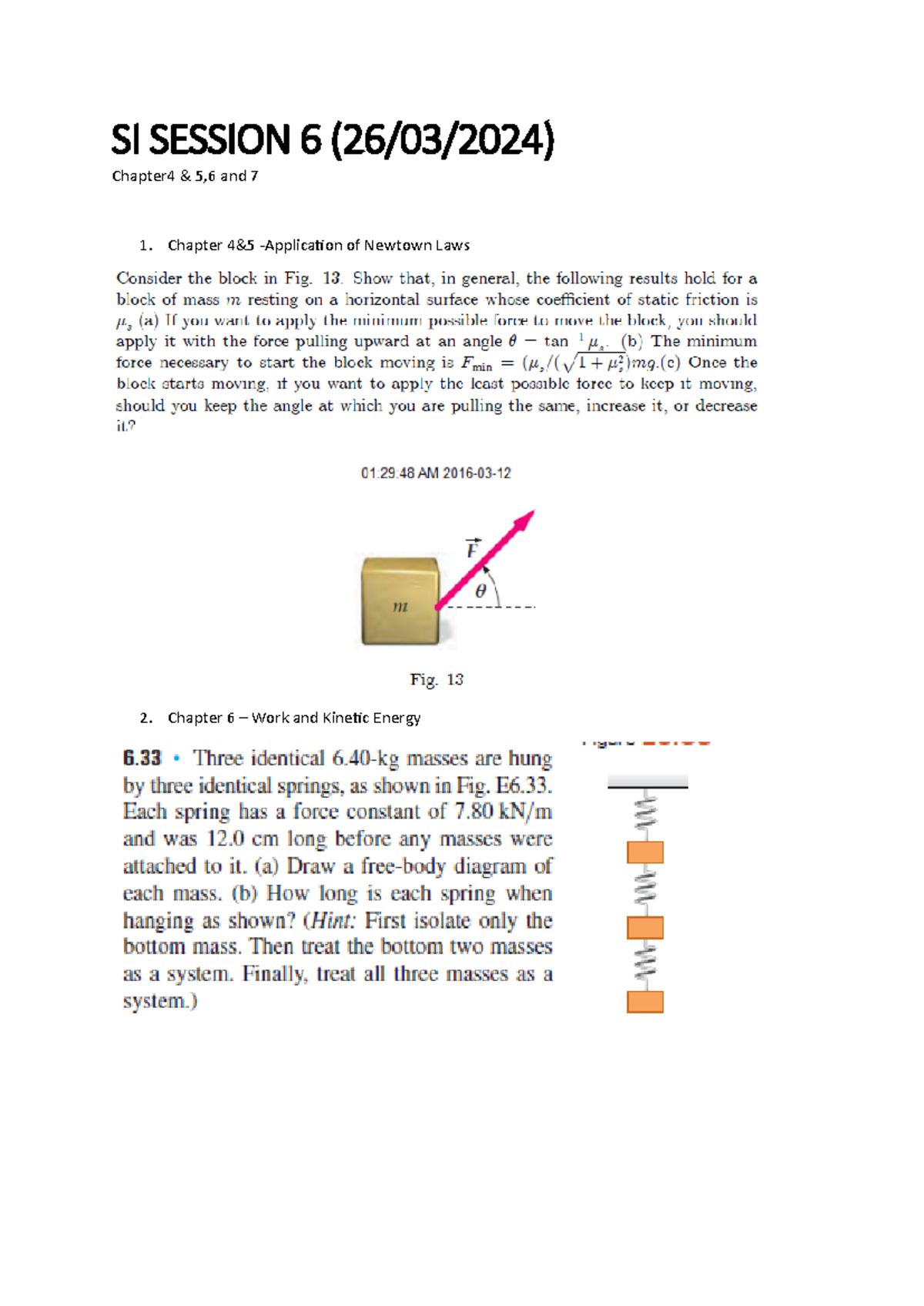 SI Session 6 - Practice makes perfect - PHYS151 - SI SESSION 6 (26/03 ...