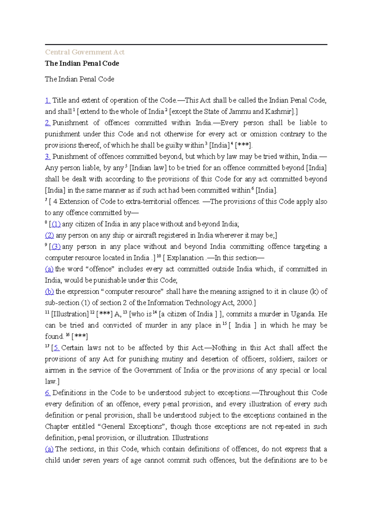 IPC - IPC - Central Government Act The Indian Penal Code The Indian ...
