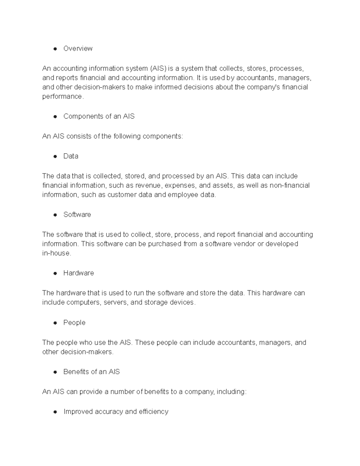 Lecture 24 Accounting Information Systems - Overview An accounting ...