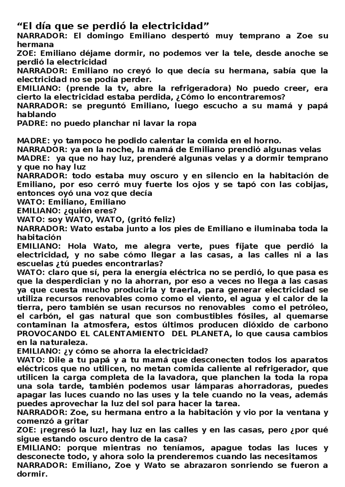 C texto el dia que se perdio la electricidad - “El día que se perdió la ...