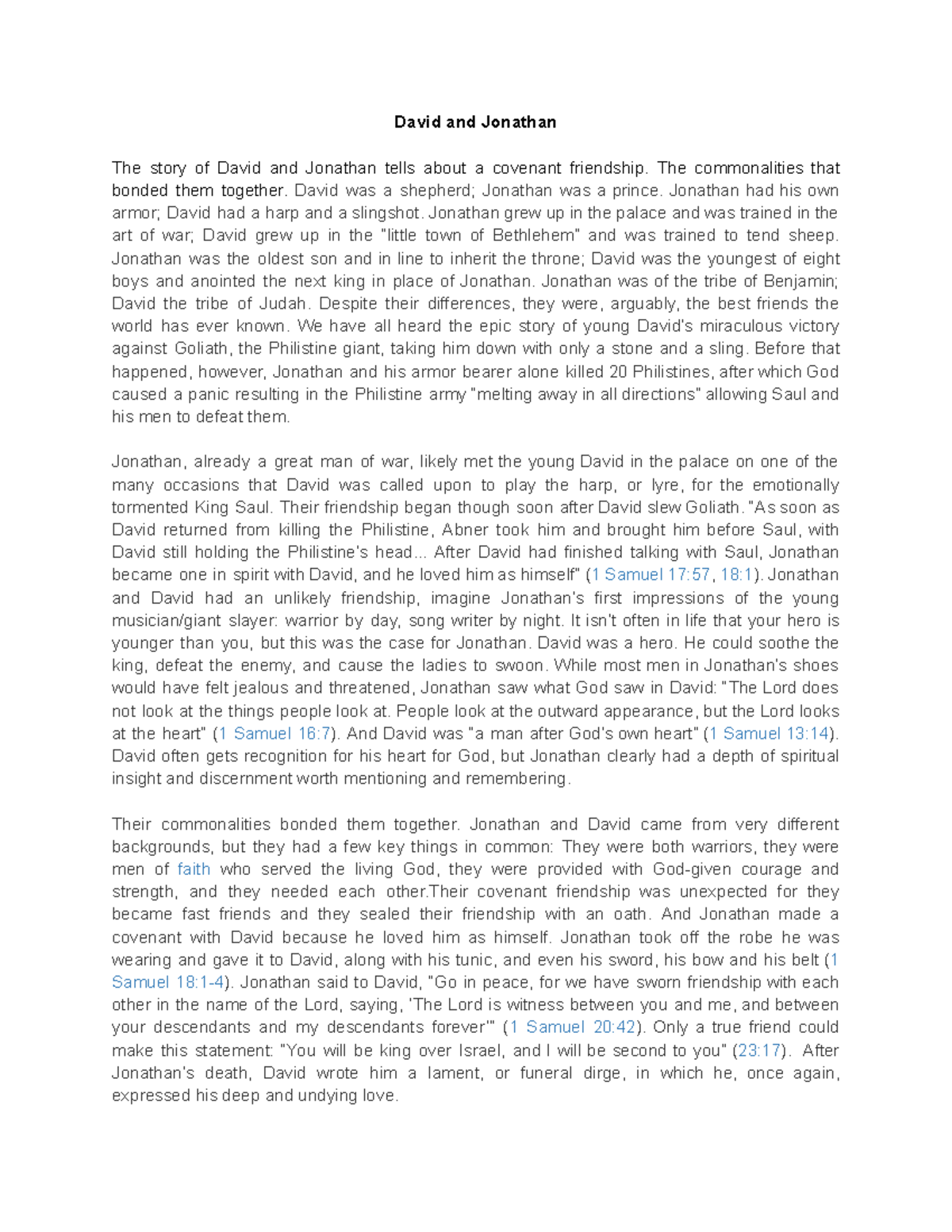 Religious Study research about David and Jonathan in the bible - David ...