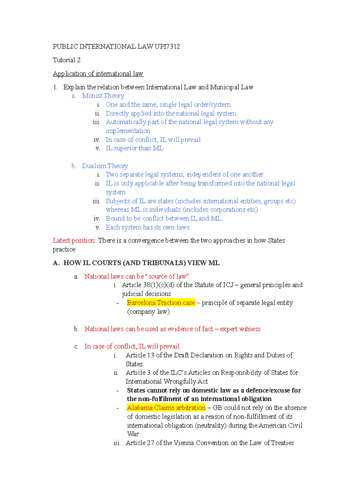 TUTO 2 - Tutorial 2 with answer outline. - PUBLIC INTERNATIONAL LAW UPI ...