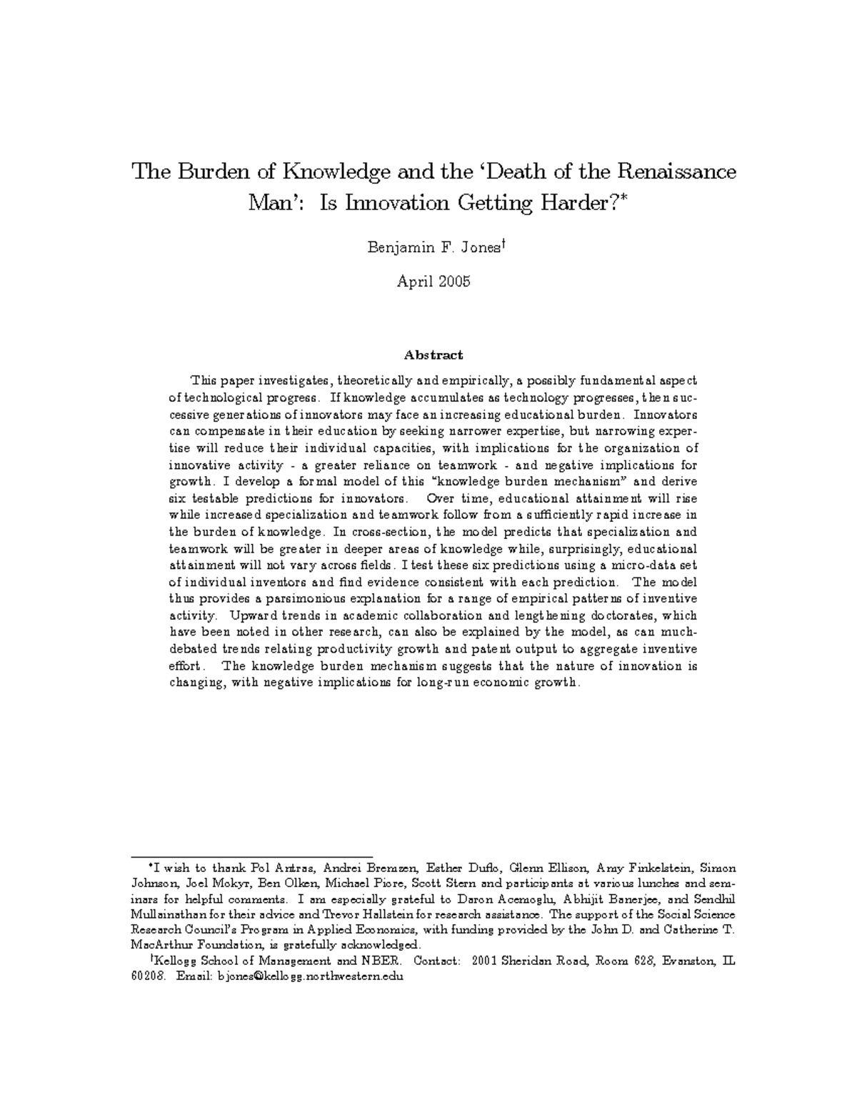 2 Burden Of Knowledge - The Burden of Knowledge and the ‘Death of the ...